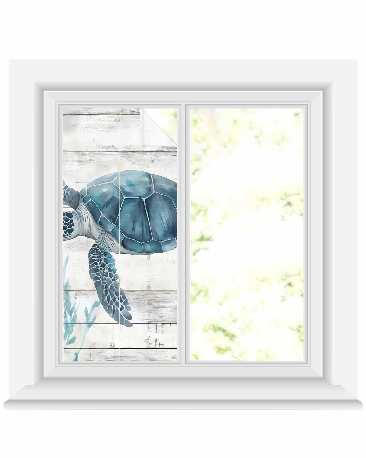 Window Privacy Film Ocean Sea Turtle Stained Glass Window Film ...