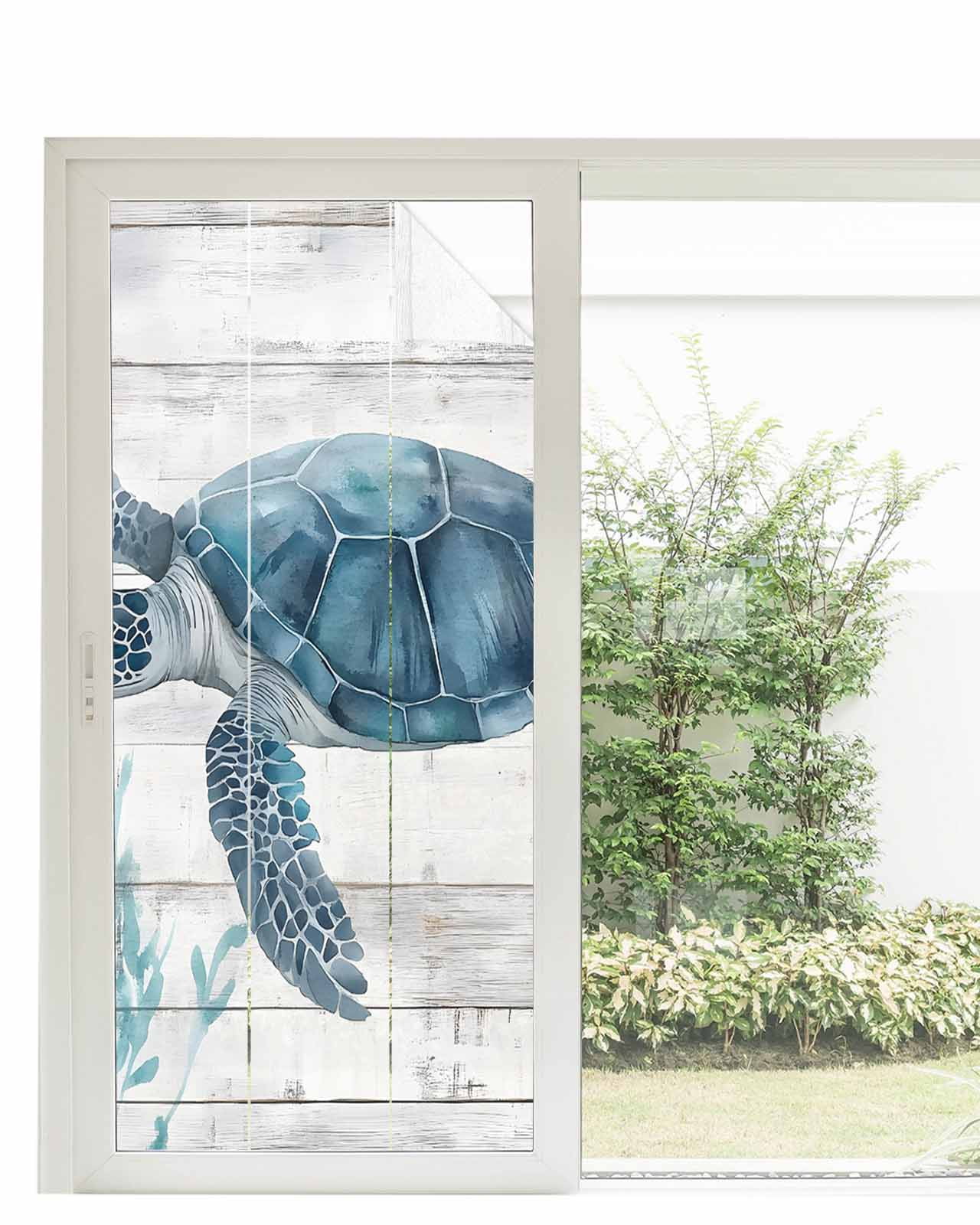 Window Privacy Film Ocean Sea Turtle Stained Glass Window Film ...