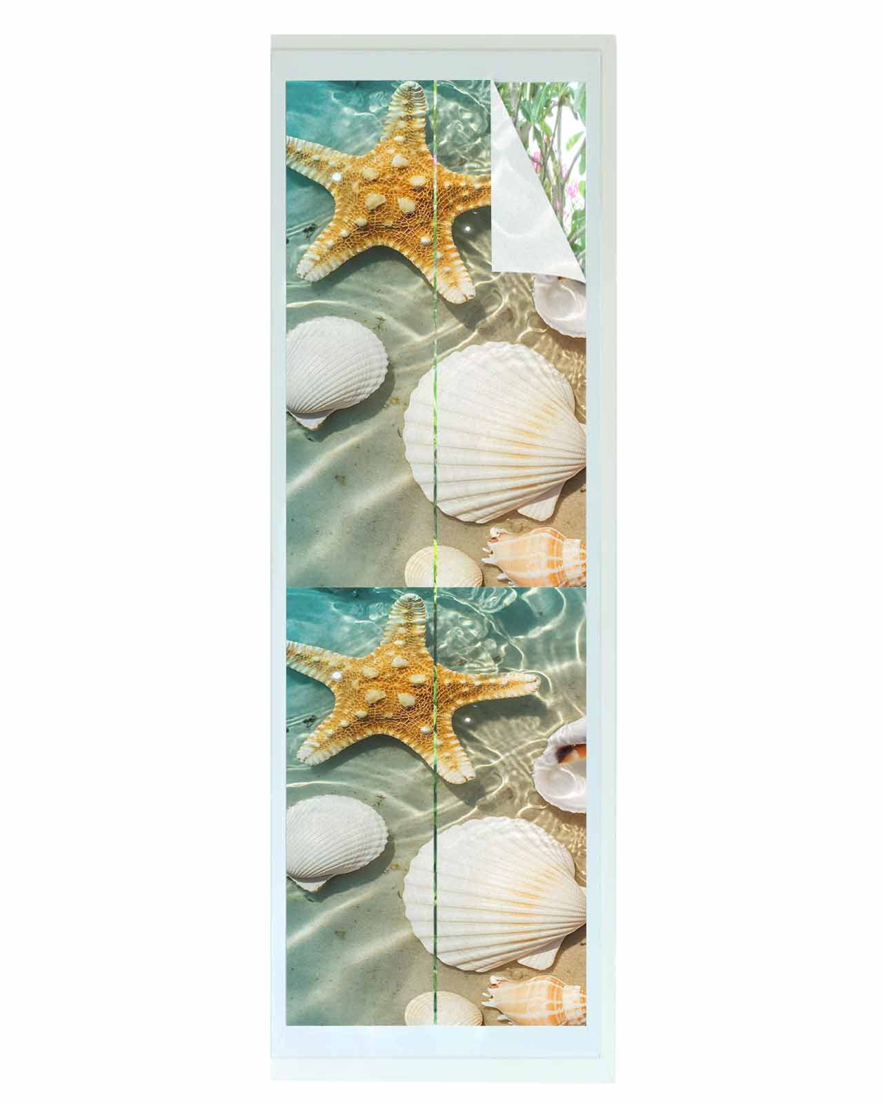 Window Privacy Film Ocean Shell Stained Glass Window Film Decorative ...