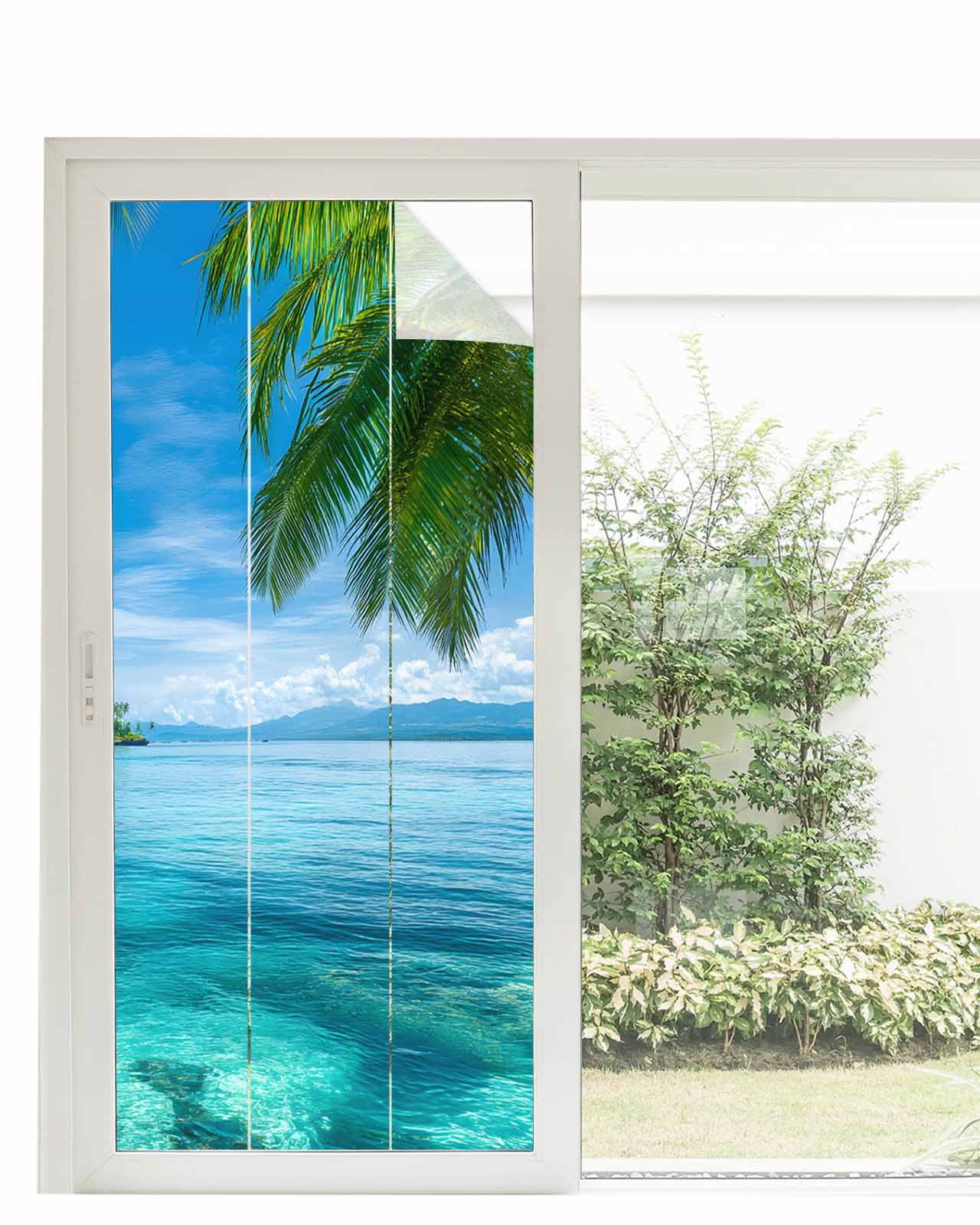 Window Privacy Film Ocean Stained Glass Window Film Decorative Sun ...