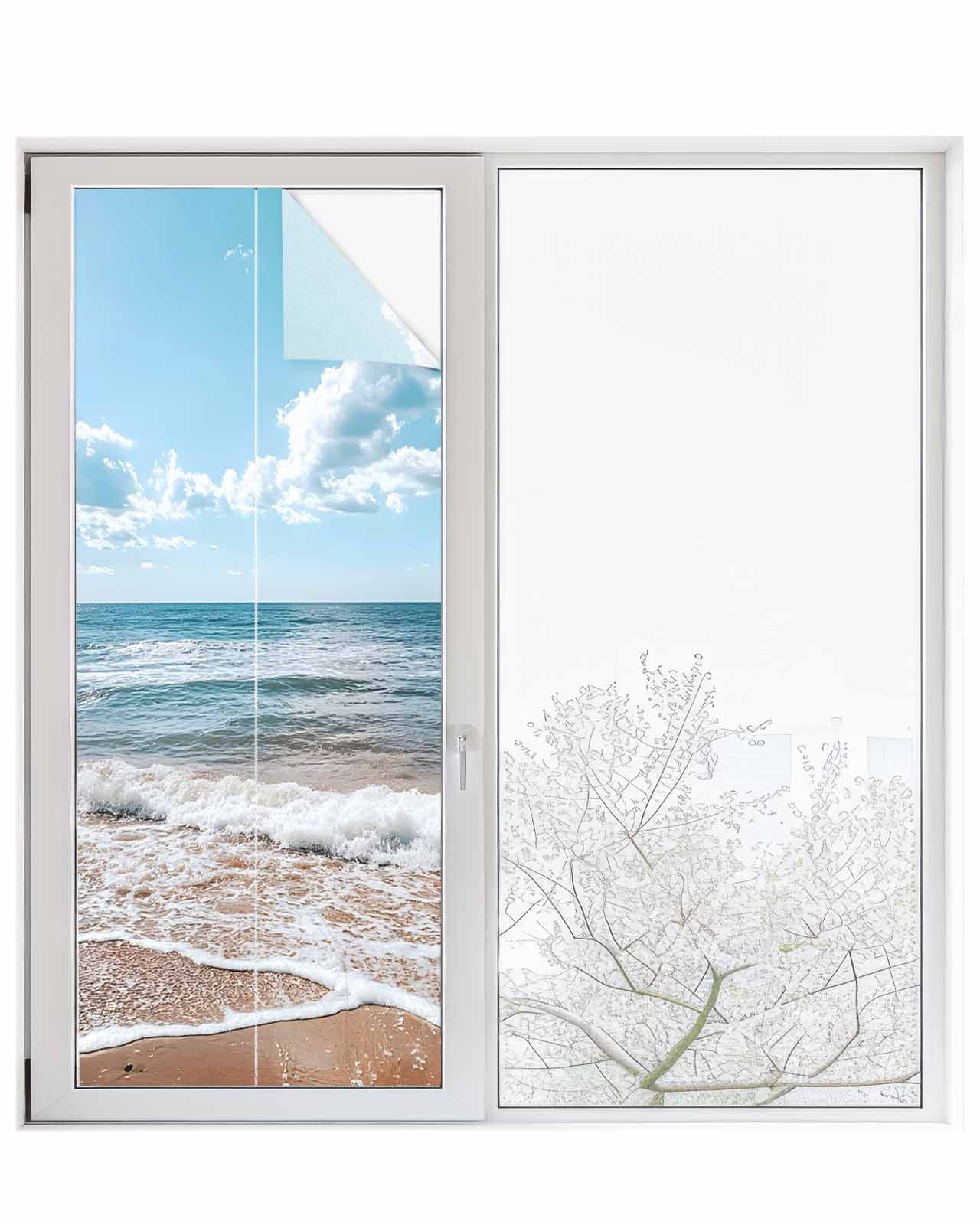 Window Privacy Film Ocean Stained Glass Window Film Decorative Sun ...