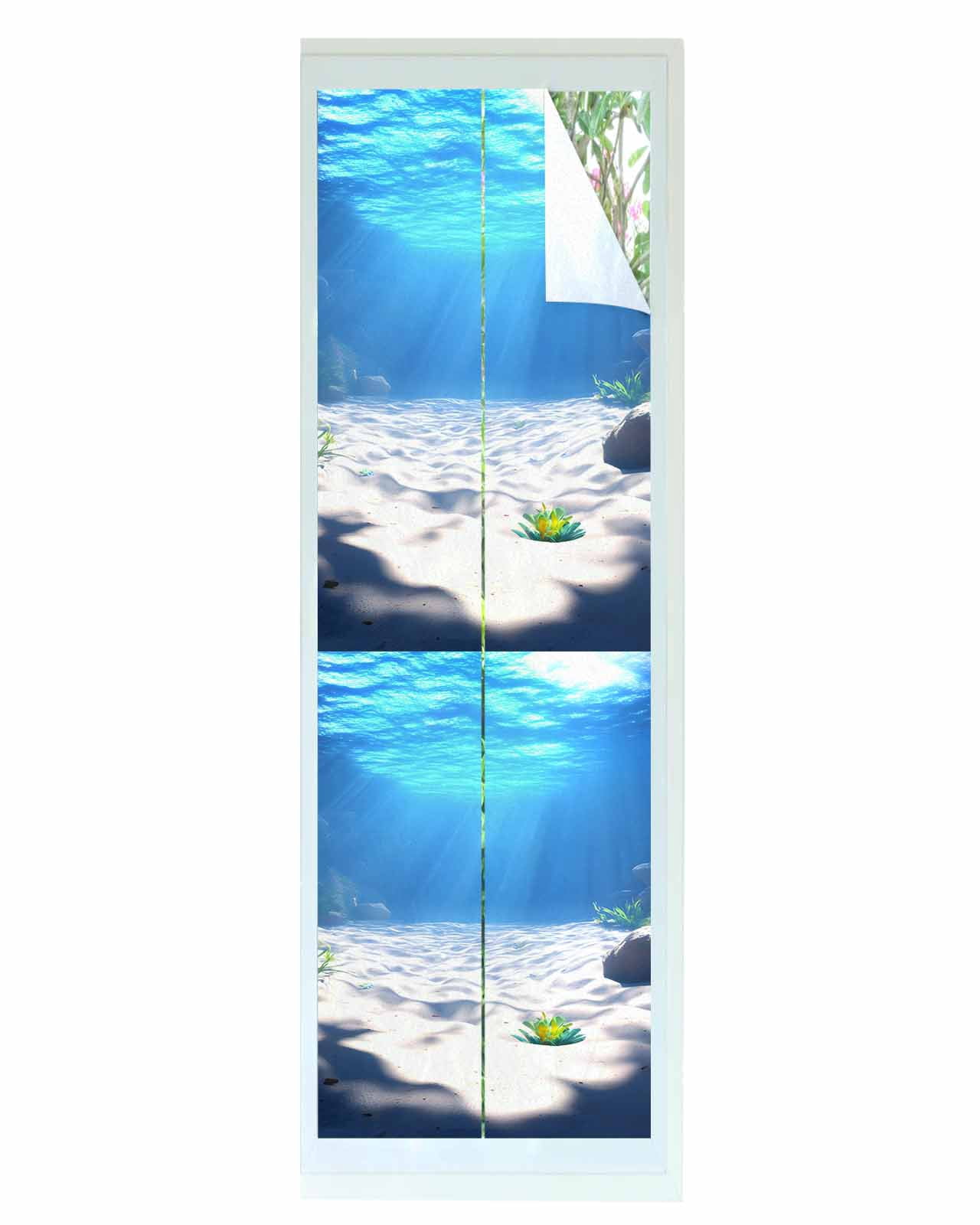 Window Privacy Film Ocean Summer Stained Glass Window Film Decorative ...
