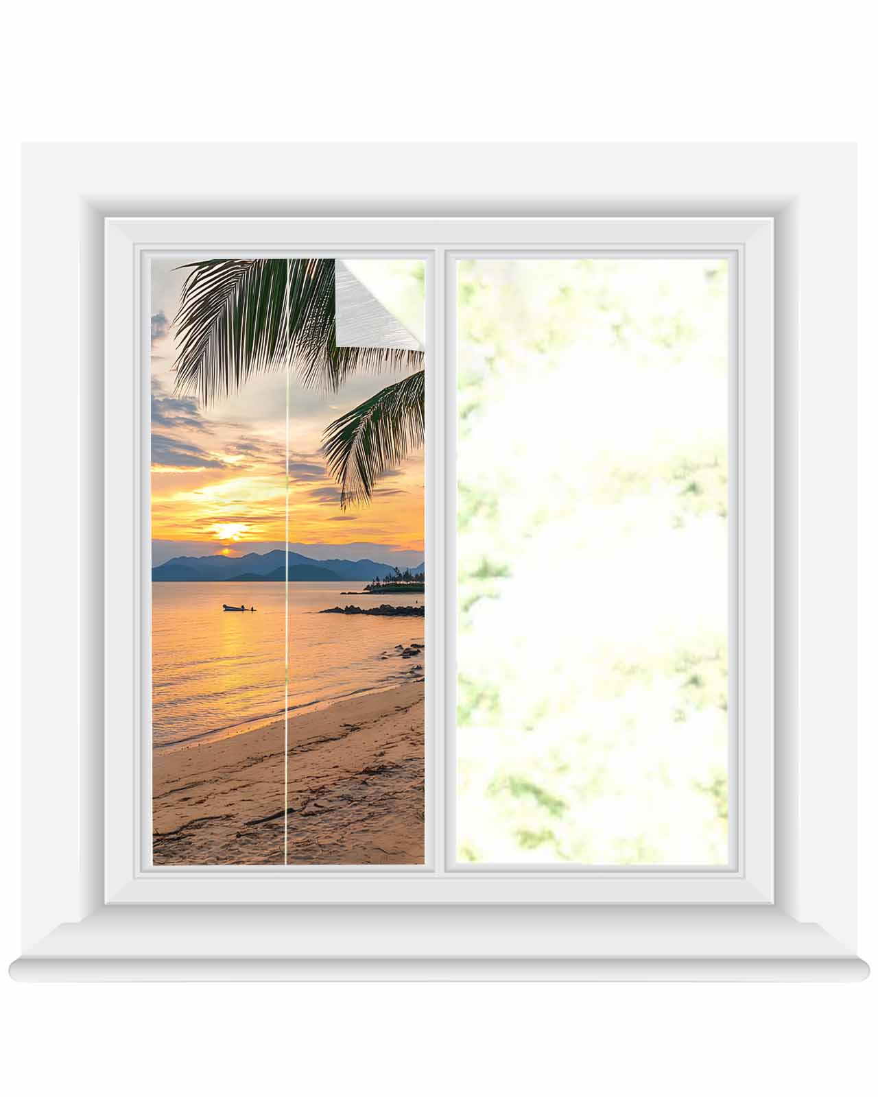 Window Privacy Film Ocean Sunset Stained Glass Window Film Decorative ...