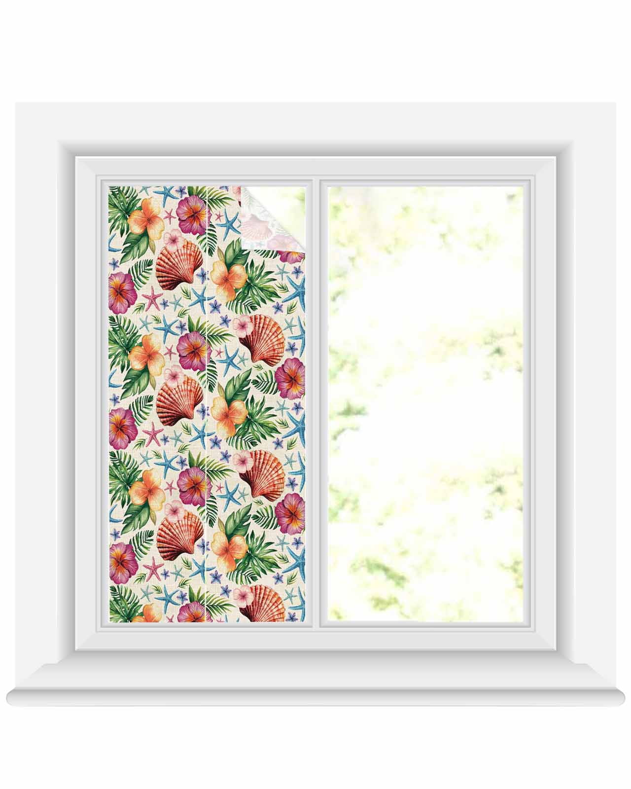Window Privacy Film Ocean Tropical Stained Glass Window Film Decorative ...