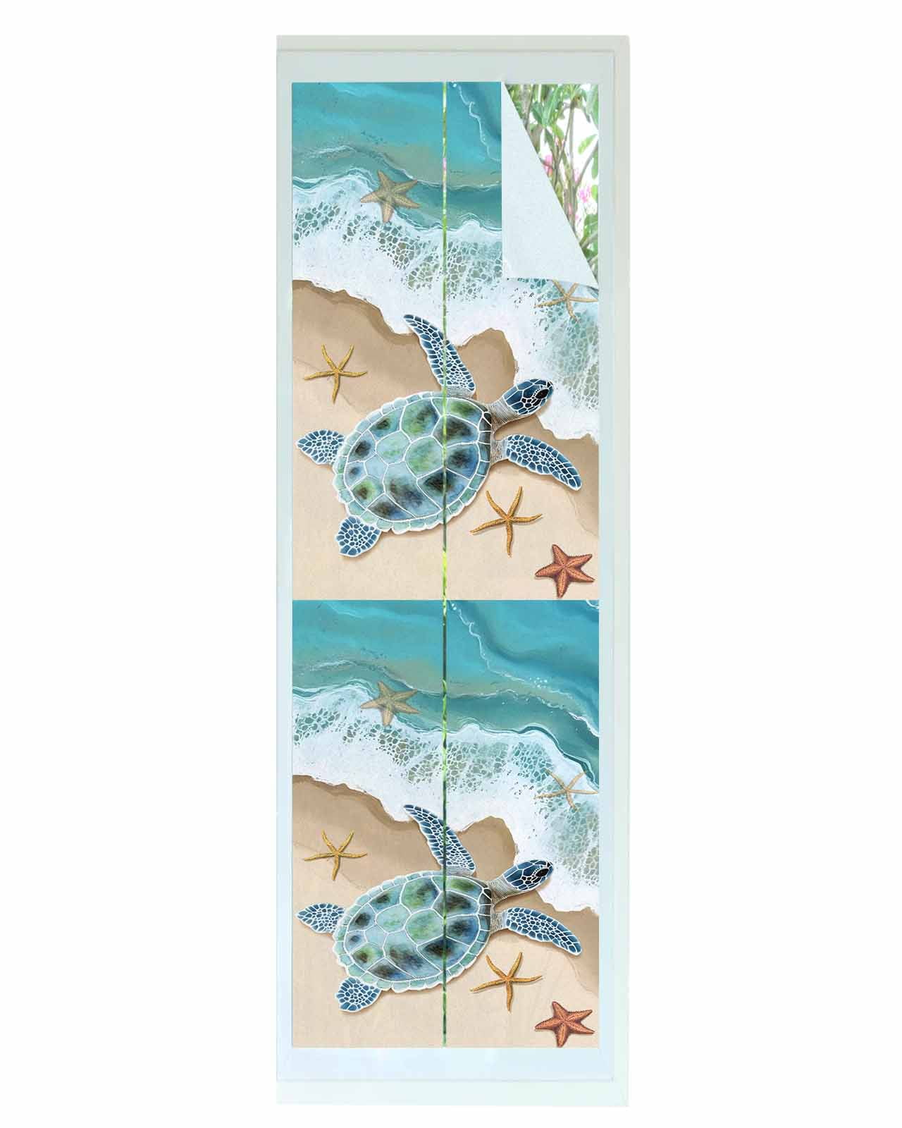 Window Privacy Film Ocean Turtle Stained Glass Window Film Decorative ...