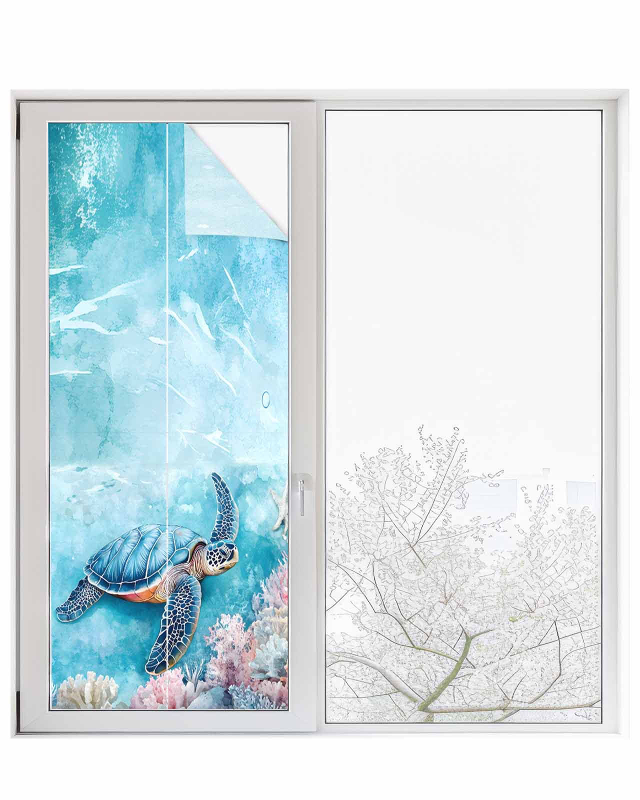 Window Privacy Film Ocean Turtle Stained Glass Window Film Decorative ...