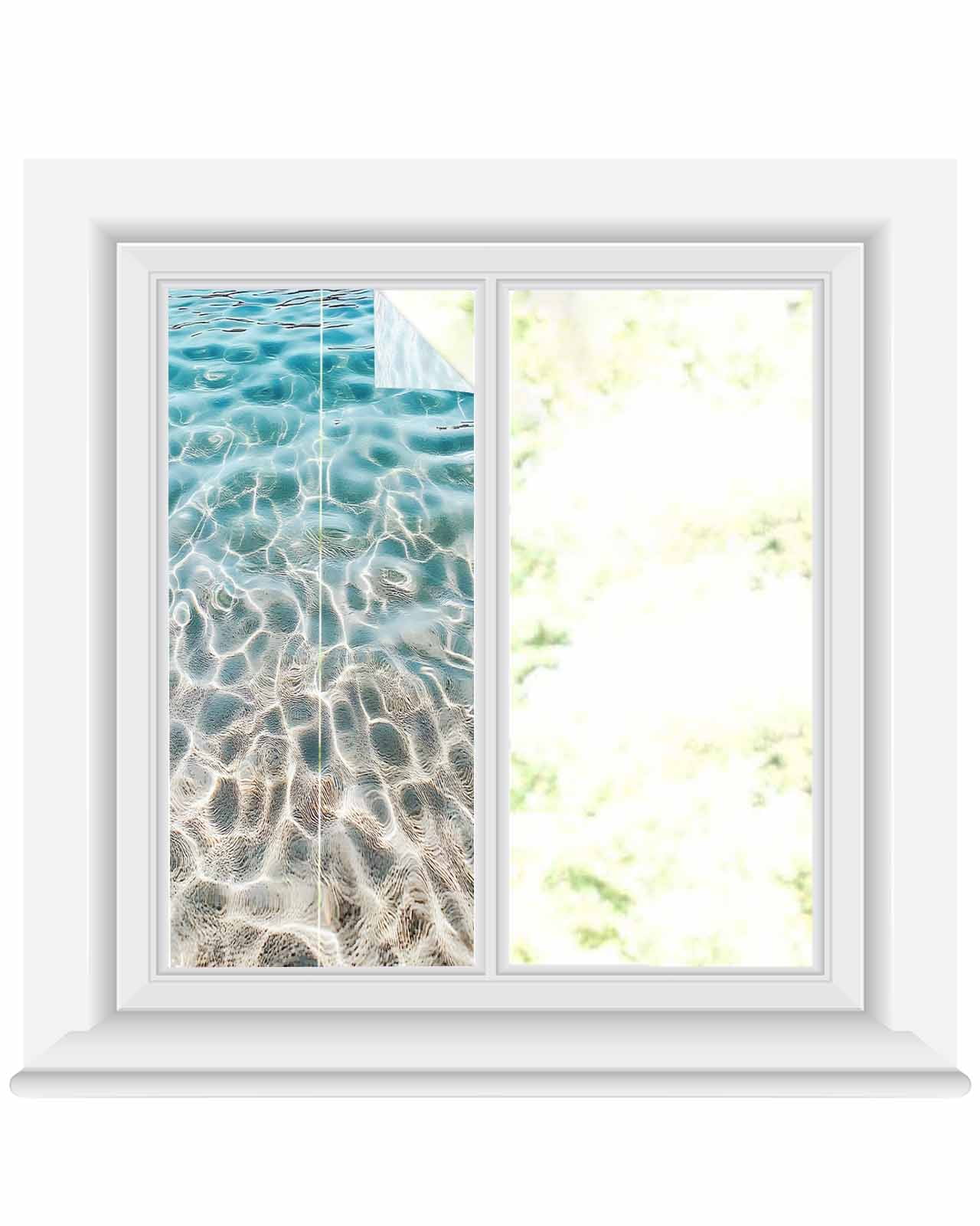 Window Privacy Film Ocean Water Ripple Stained Glass Window Film ...