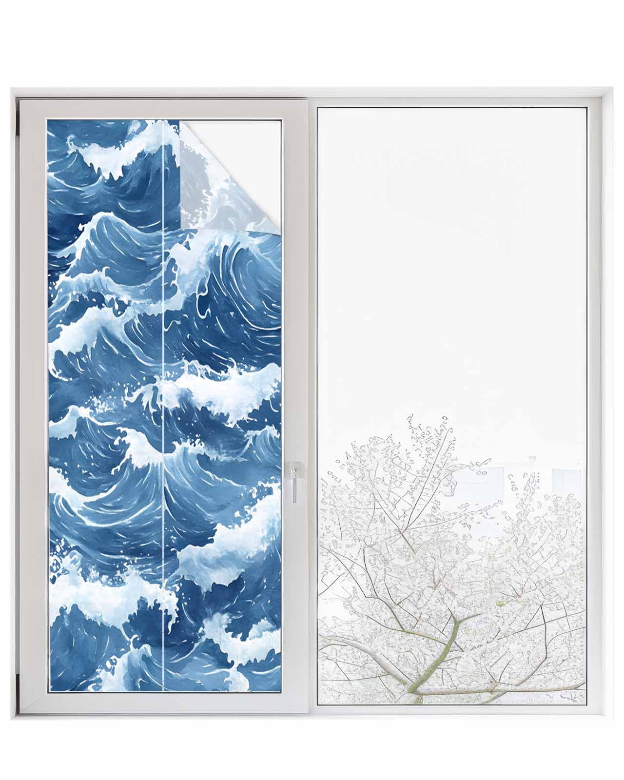 Window Privacy Film Ocean Waves Stained Glass Window Film Decorative ...
