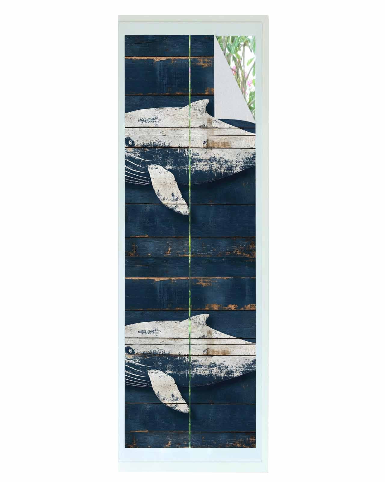 Window Privacy Film Ocean Whale Blue Stained Glass Window Film ...