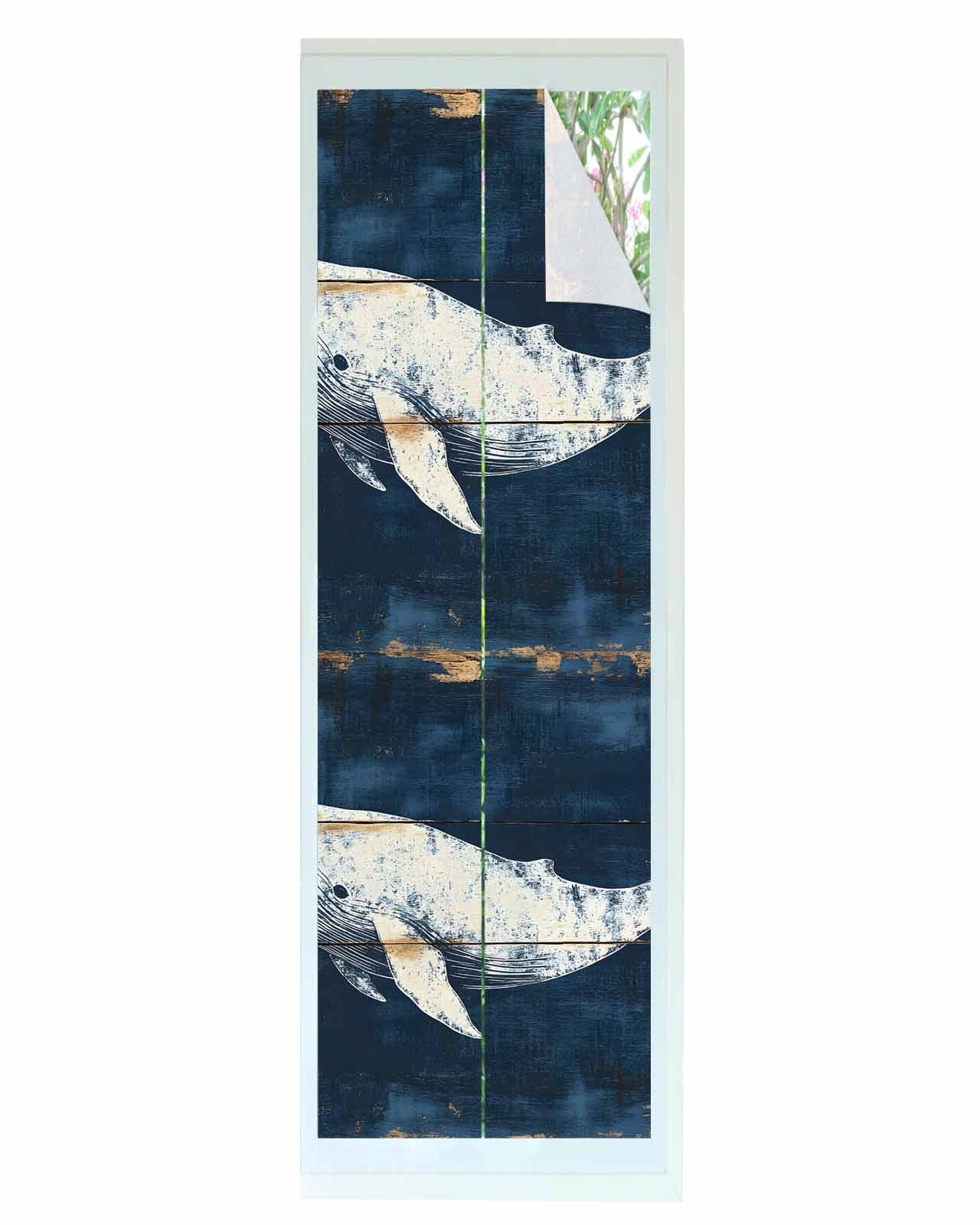Window Privacy Film Ocean Whale Blue Stained Glass Window Film ...