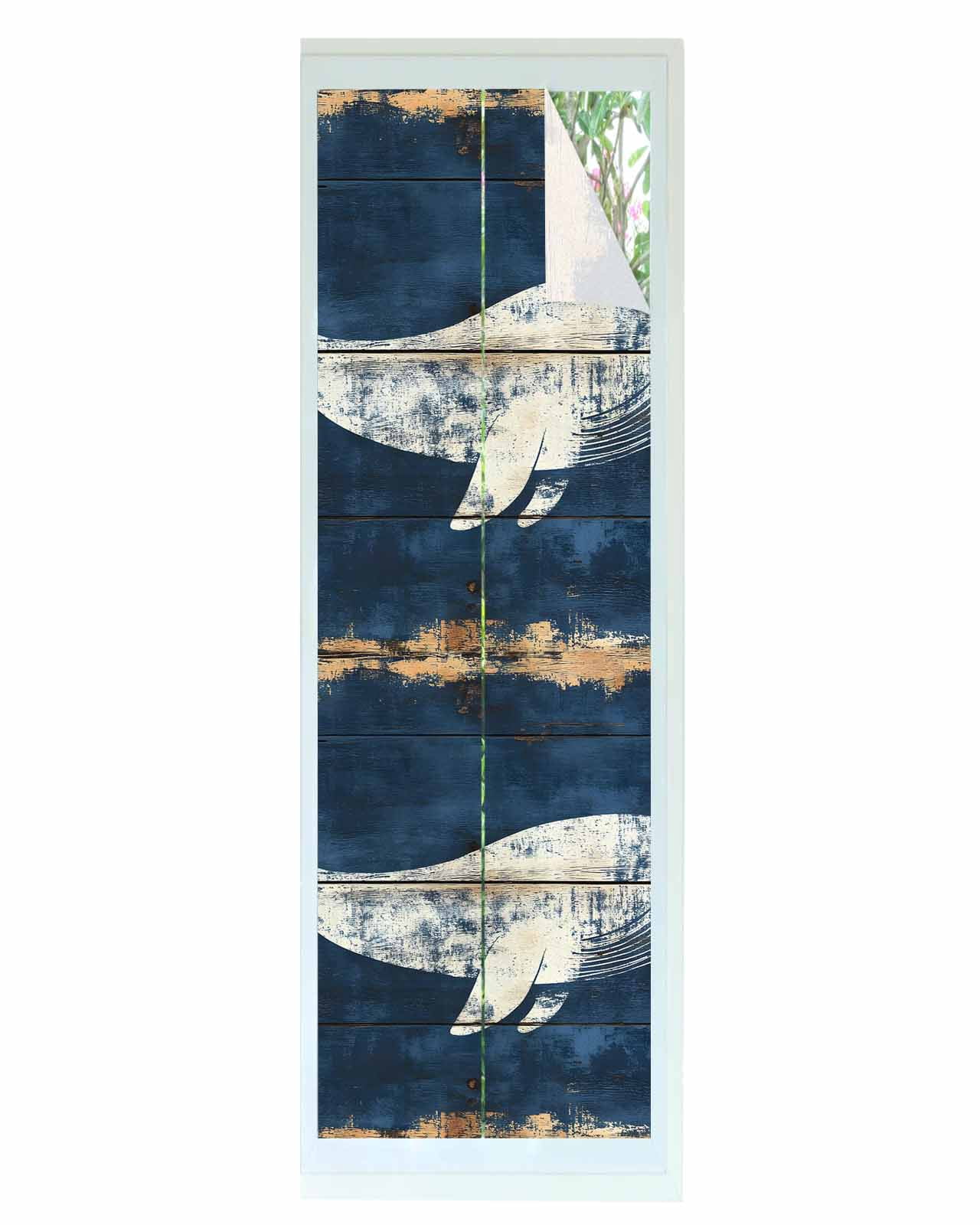 Window Privacy Film Ocean Whale Blue Stained Glass Window Film ...