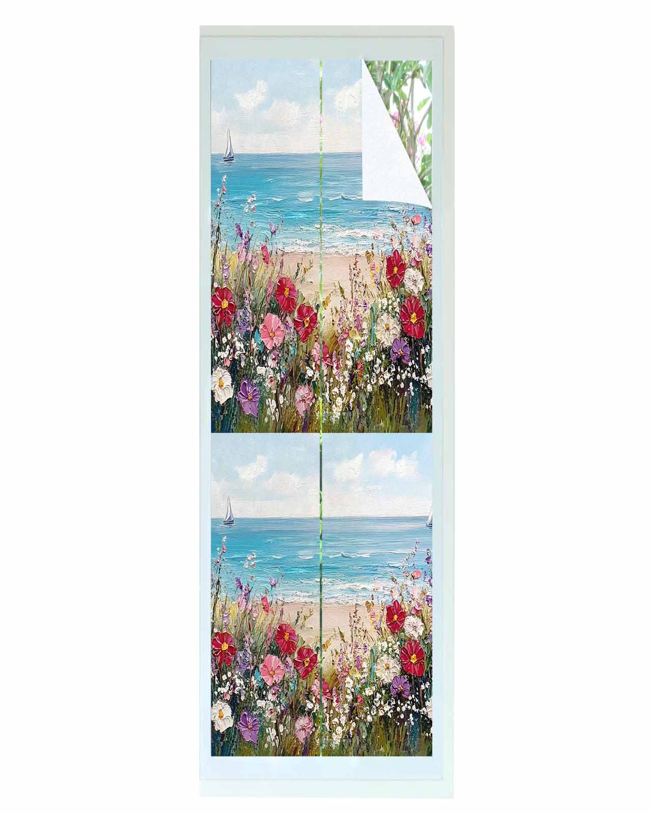 Window Privacy Film Oil Painting Floral Stained Glass Window Film ...