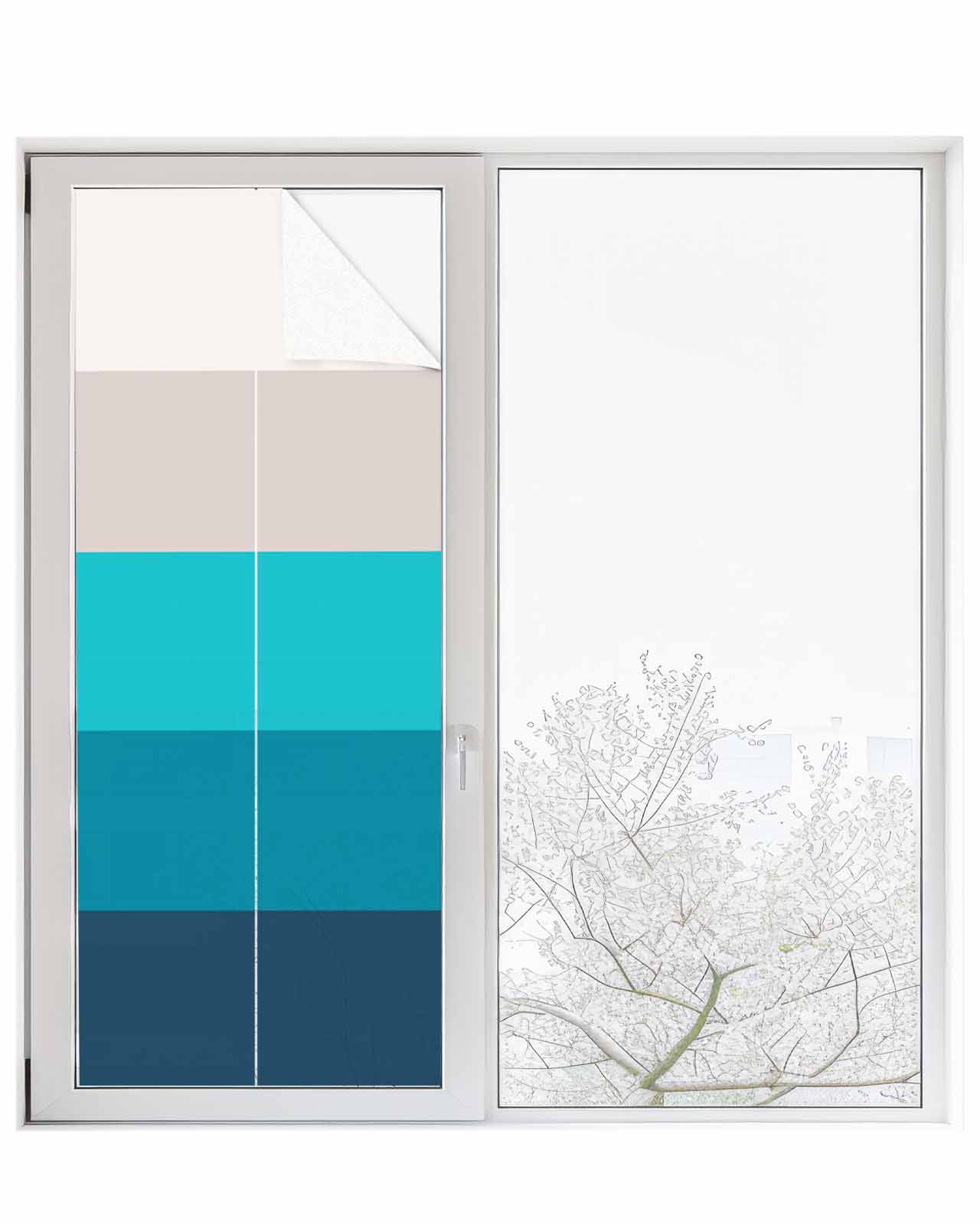 Window Privacy Film, Ombre Black Aqua UV Sun Blocking Window Tint Film ...