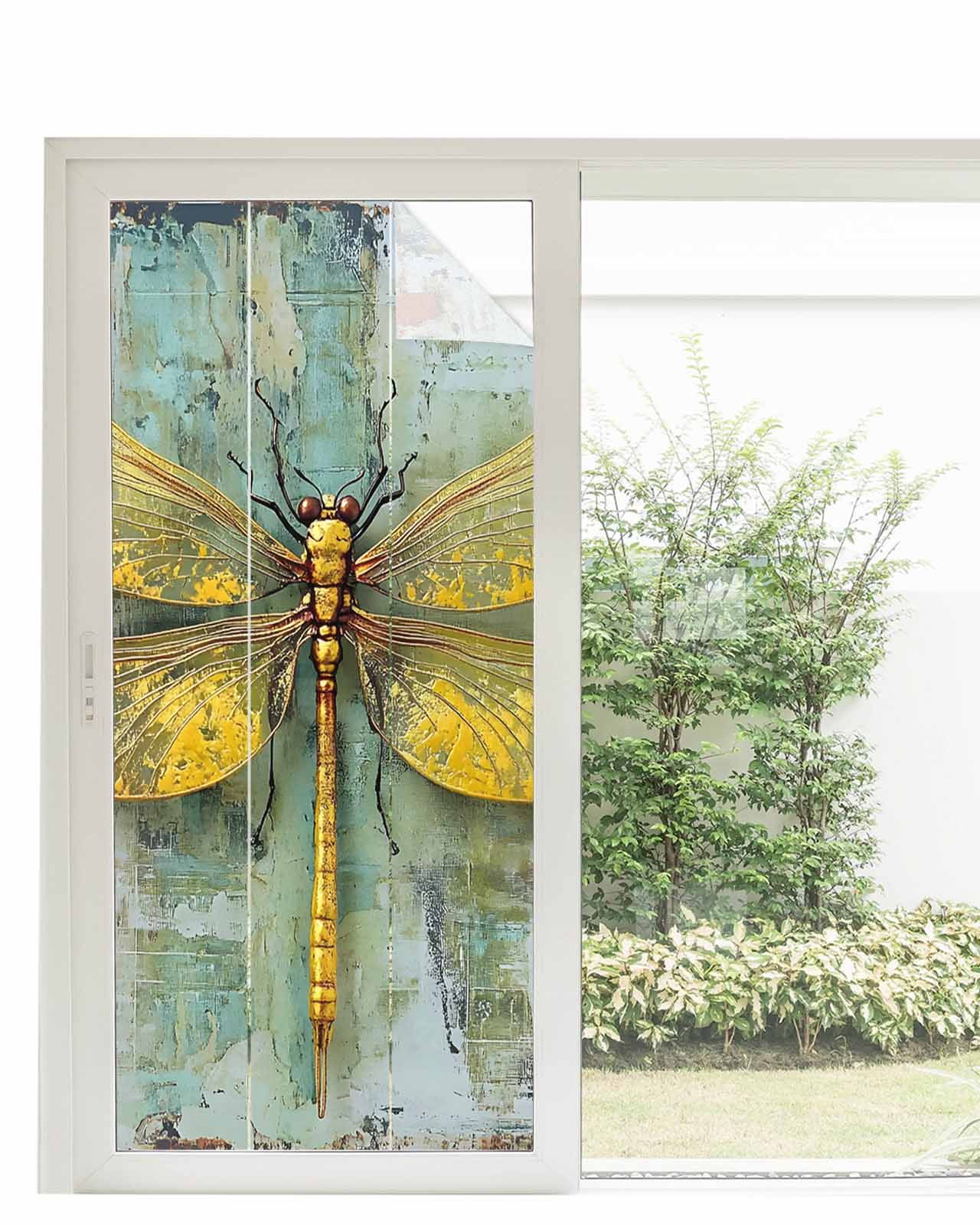 Window Privacy Film Ombre Dragonfly Stained Glass Window Film ...