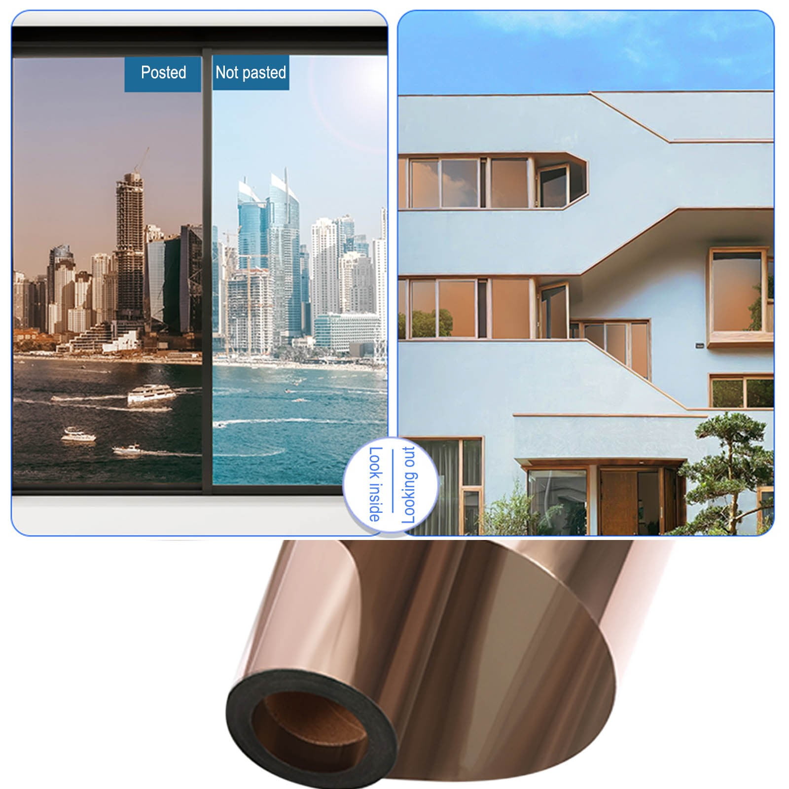 Window Privacy Film, One Way Daytime Privacy Static Cling, Sun Blocking Anti-UV Reflective ...