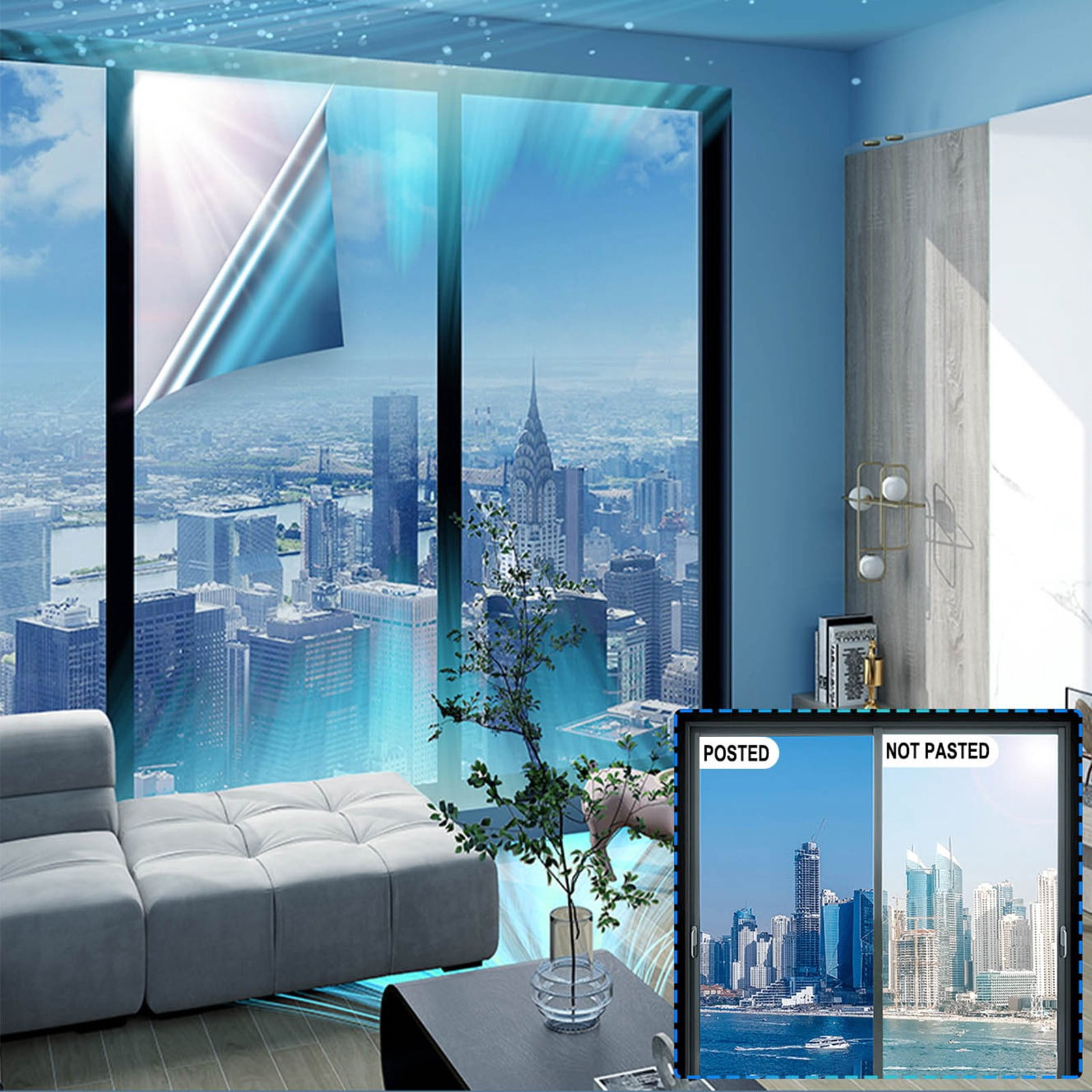 Window Privacy Film, One Way Daytime Privacy Static Cling, Sun Blocking ...