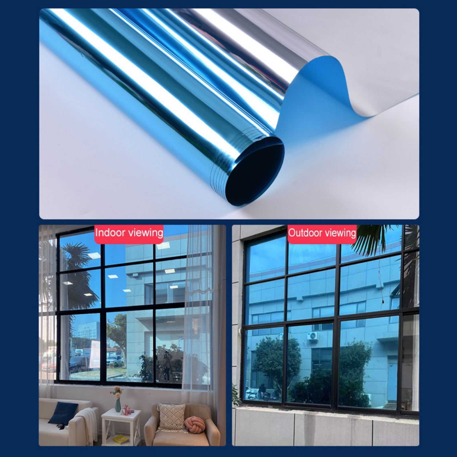 Crowdstar 15.7" x 78.7" Sun Blocking One Way Mirror Tint Window Film ...