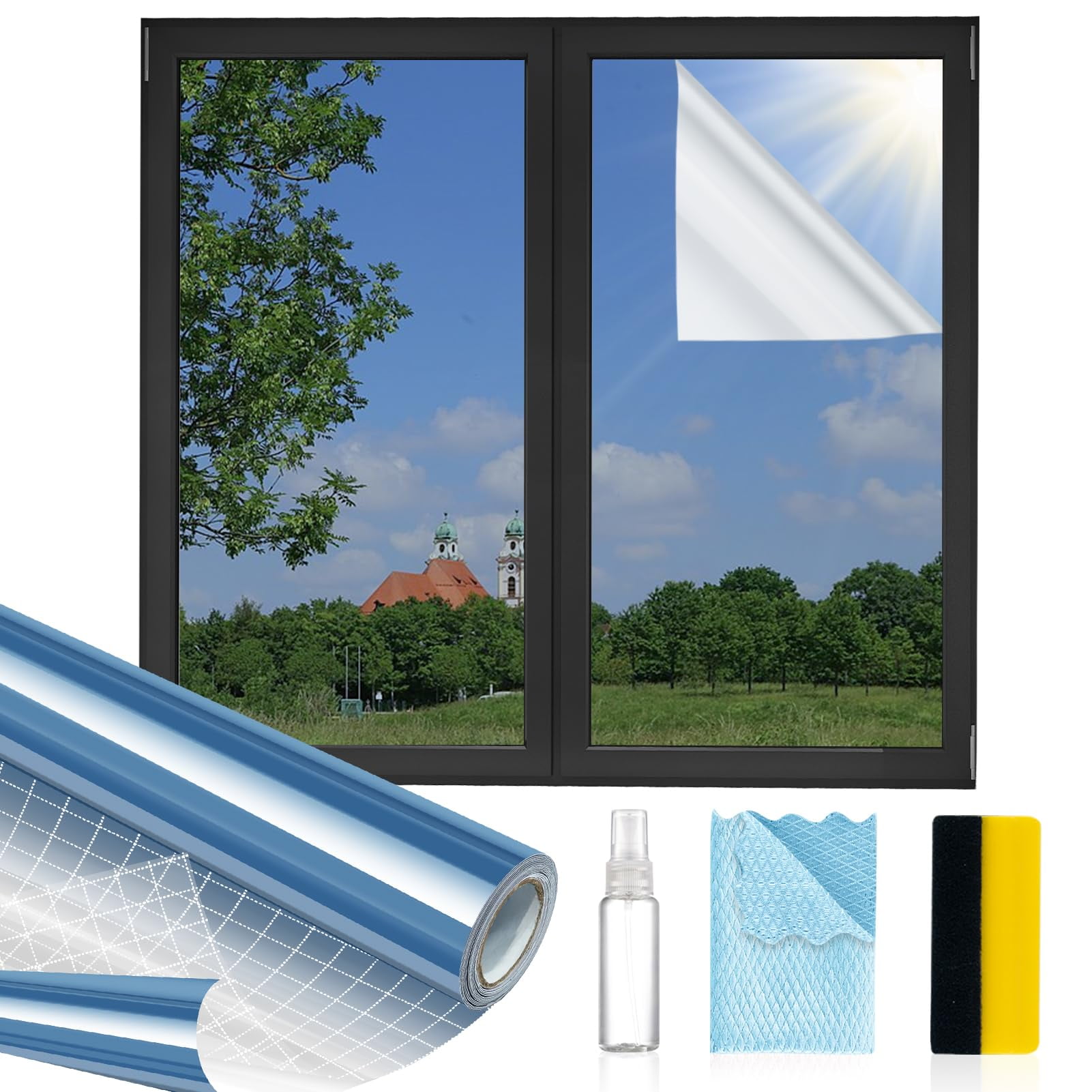 Window Privacy Film One Way, Reflective Mirror Window Film Daytime ...