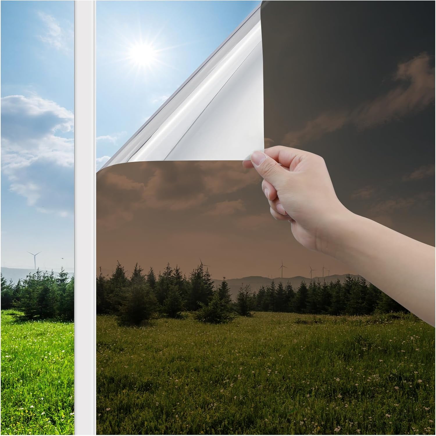 Window Privacy Film One Way Window Tint for Home, Sun UV Blocking Reflective Mirror Film Heat ...