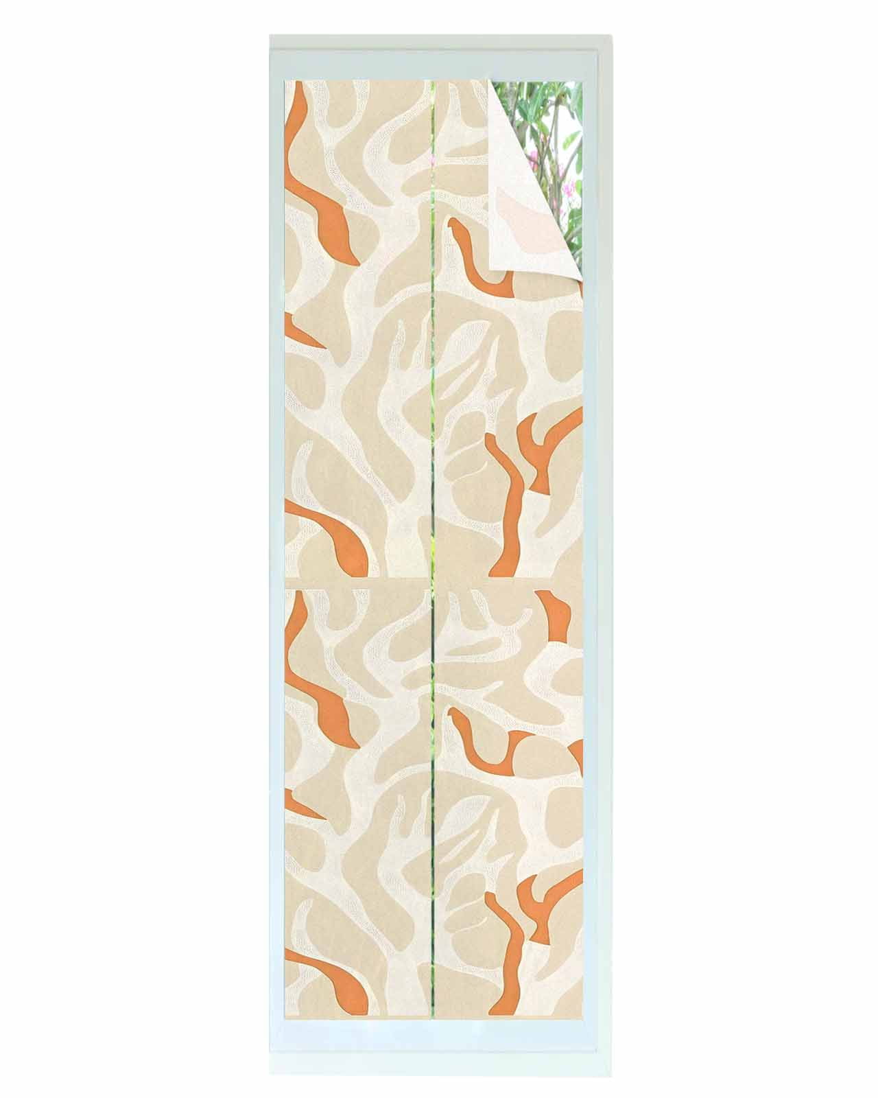 Window Privacy Film Orange Beige Stained Glass Window Film Decorative ...