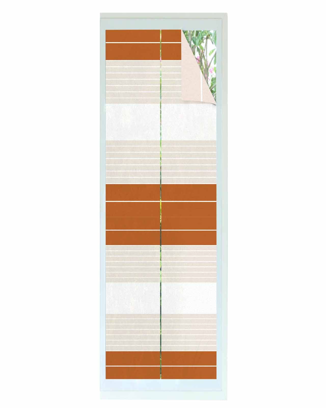 Window Privacy Film Orange Beige Stripe Stained Glass Window Film ...