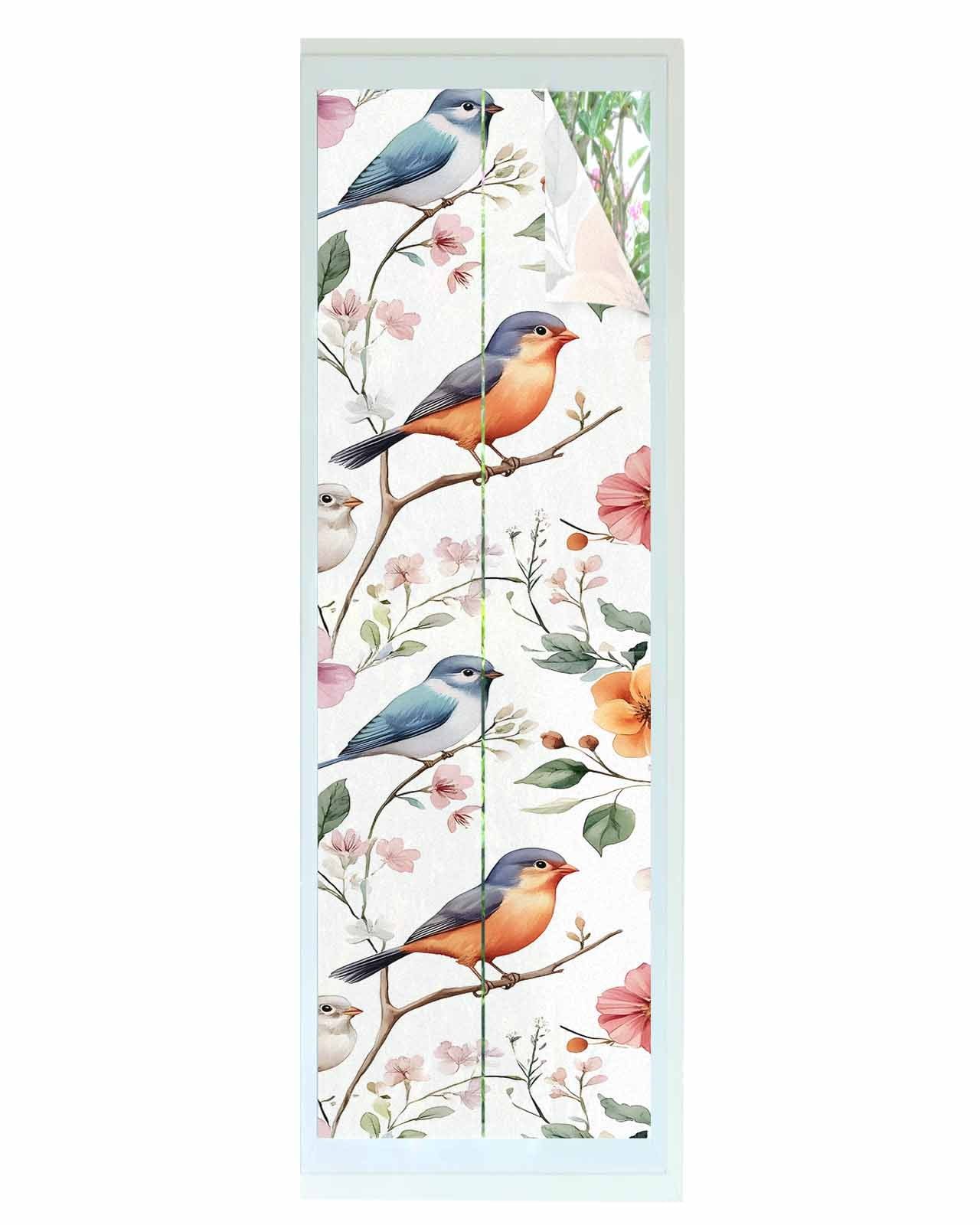 Window Privacy Film Orange Blue Birds Stained Glass Window Film ...