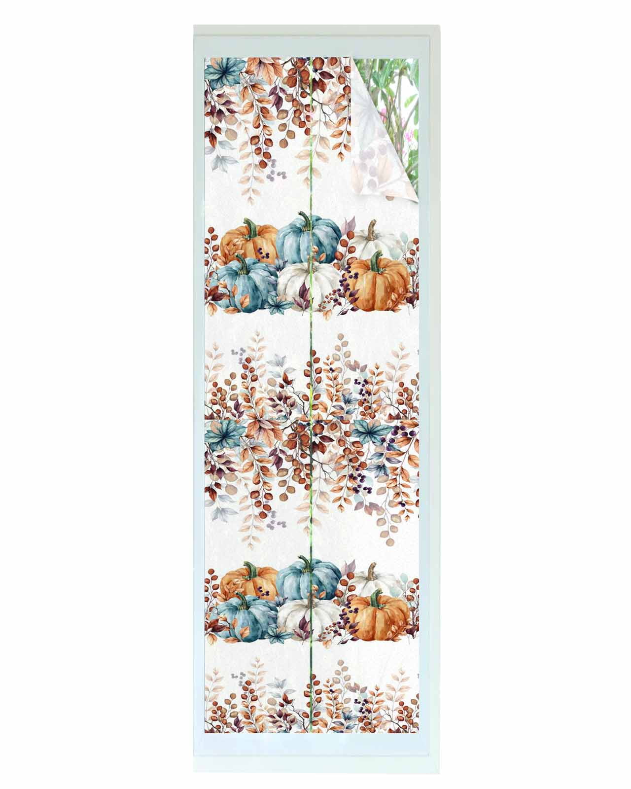 Window Privacy Film Orange Blue Pumpkin Fall Stained Glass Window Film ...