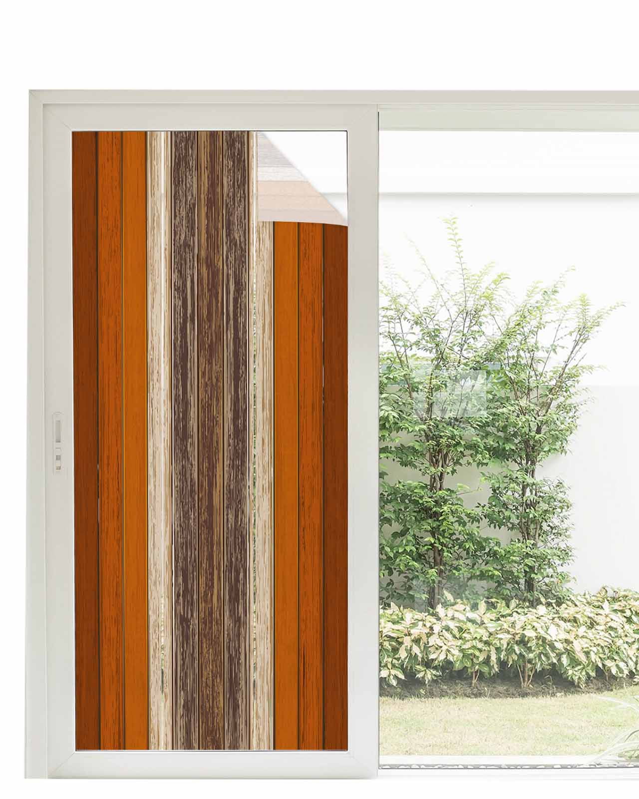 Window Privacy Film,Orange Brown Stripes UV Sun Blocking Window Tint ...