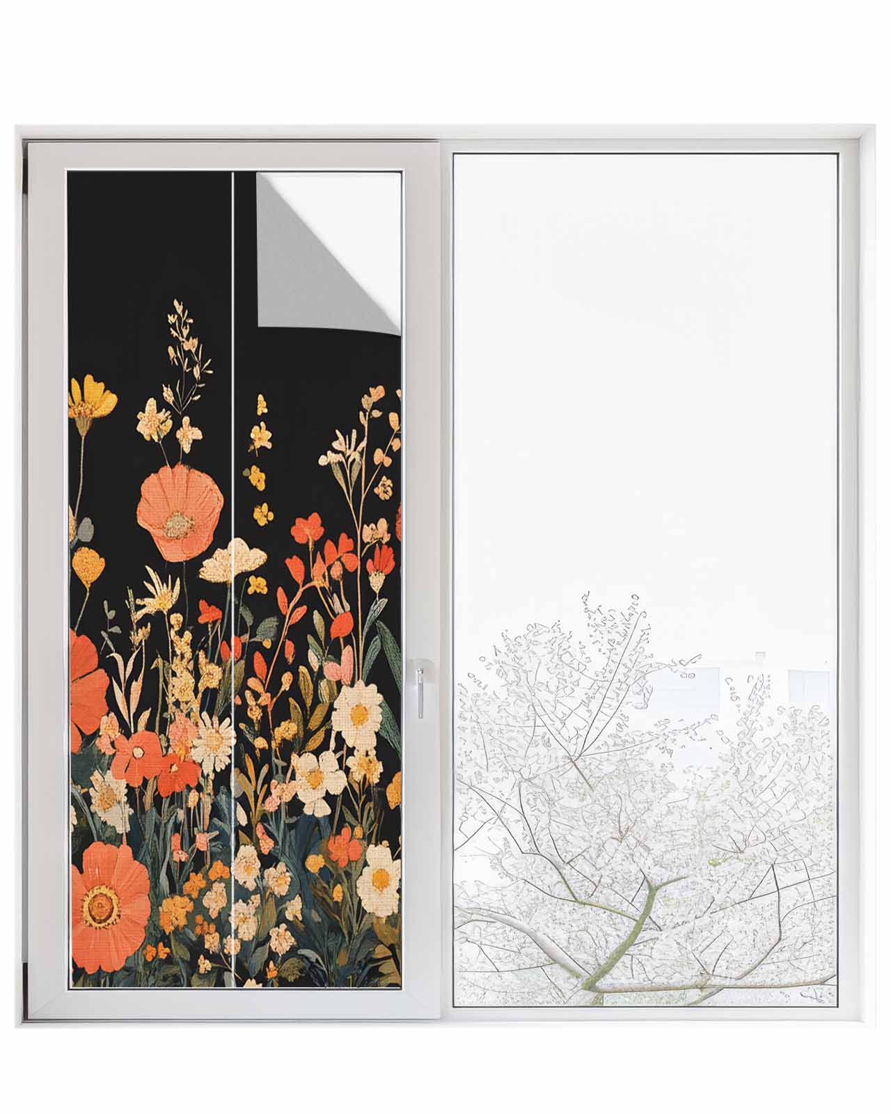 Window Privacy Film Orange Floral Spring Stained Glass Window Film ...