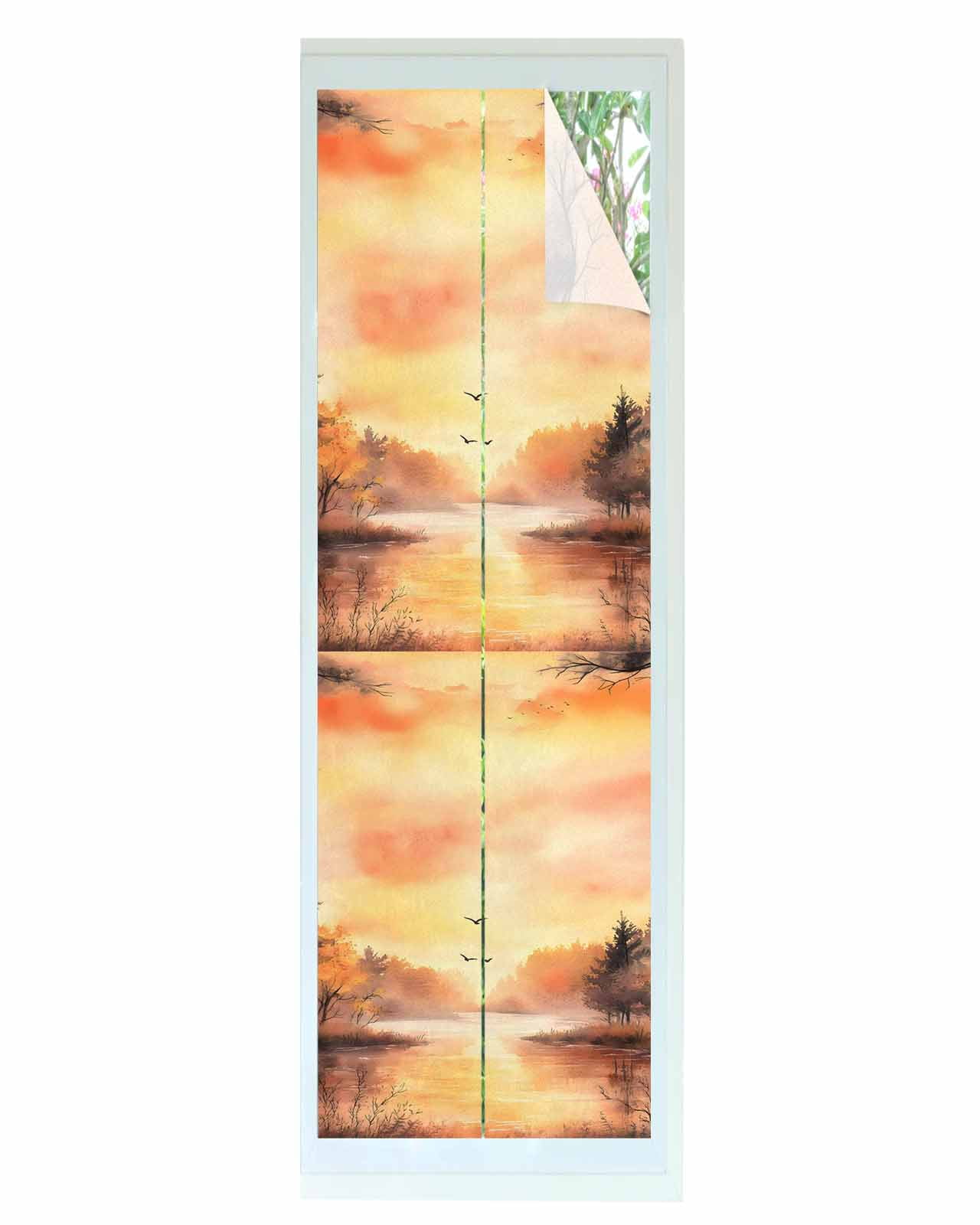 Window Privacy Film Orange Forest Stained Glass Window Film Decorative ...