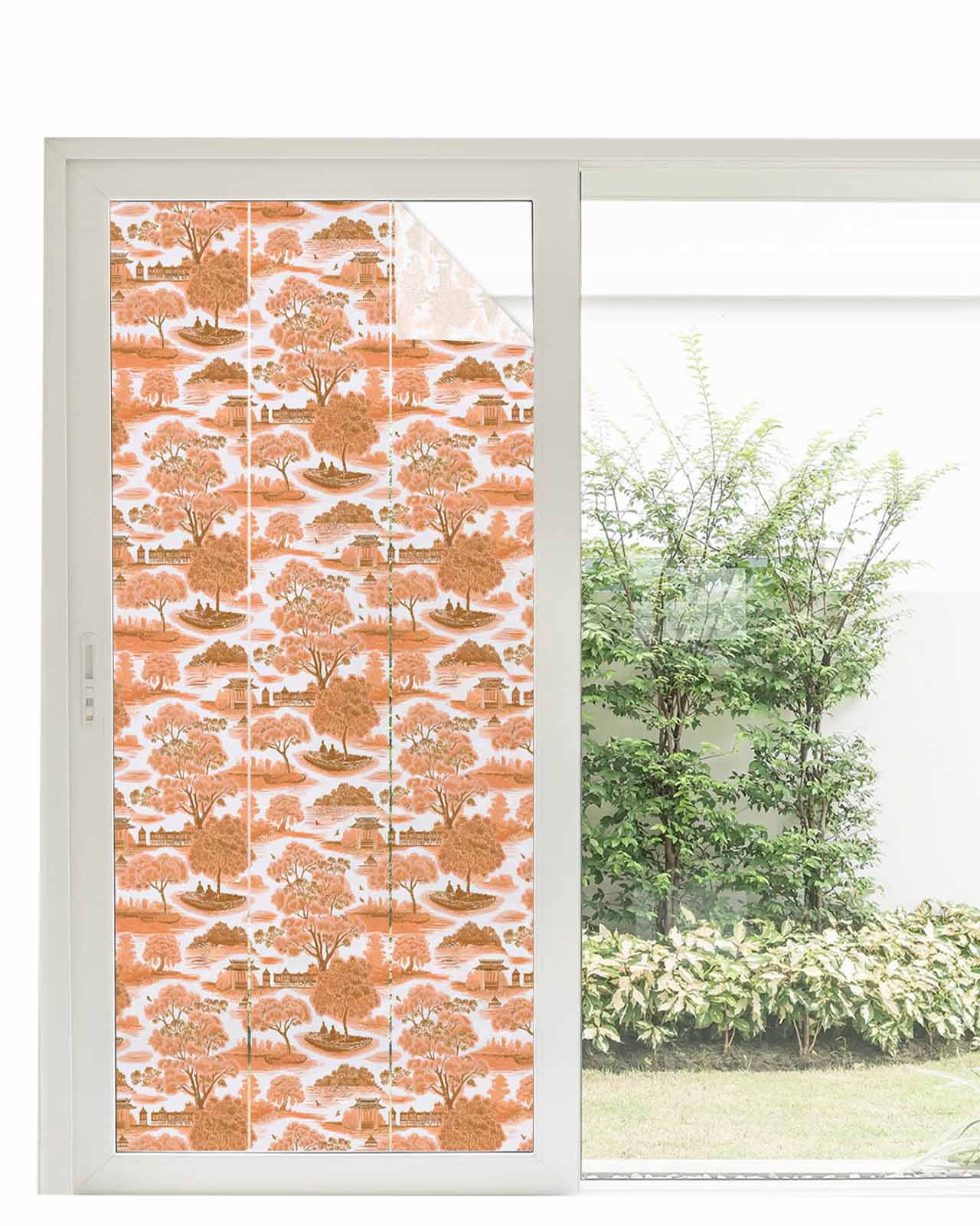 Window Privacy Film Orange Garden Stained Glass Window Film Decorative ...