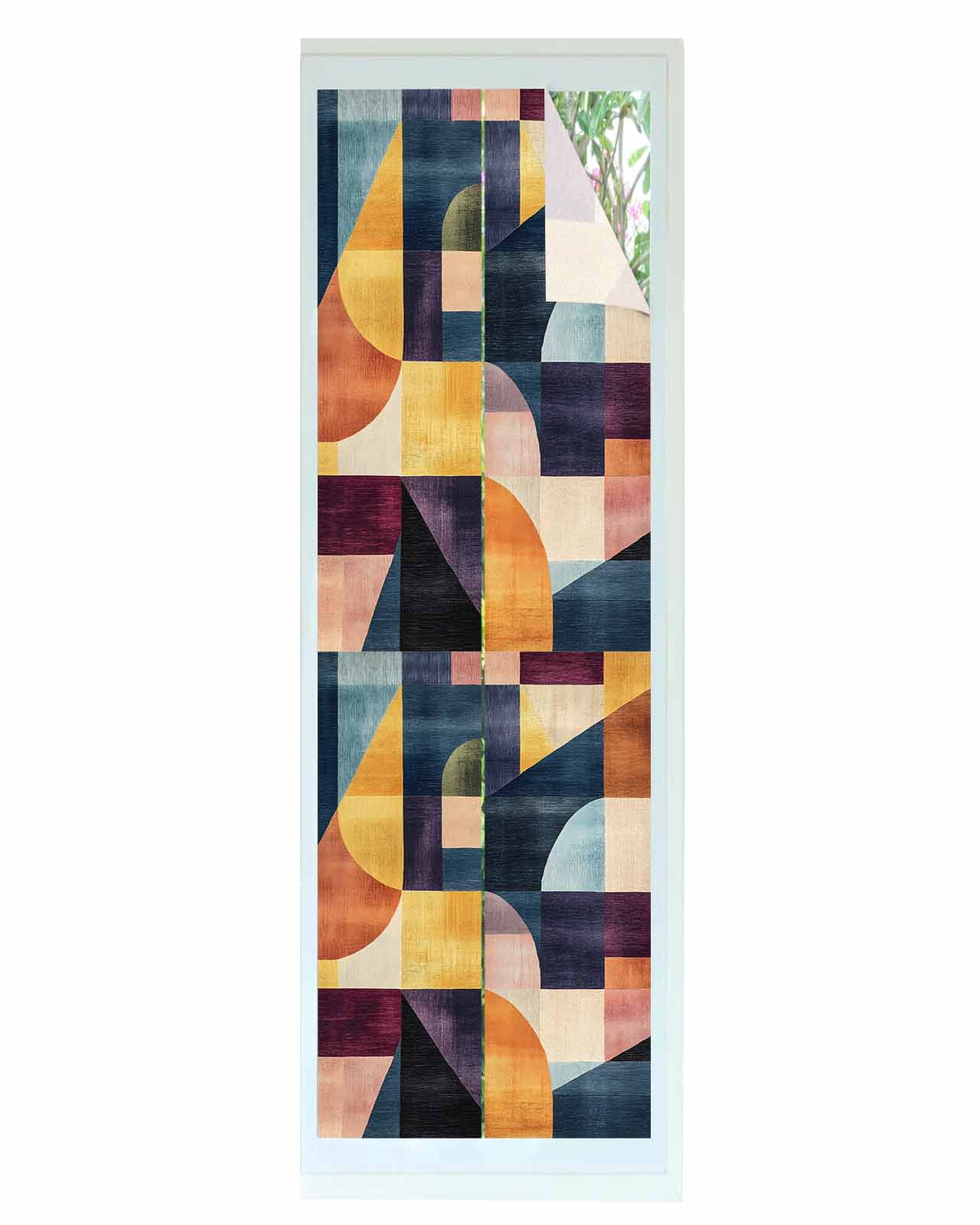 Window Privacy Film Orange Geometric Stained Glass Window Film ...