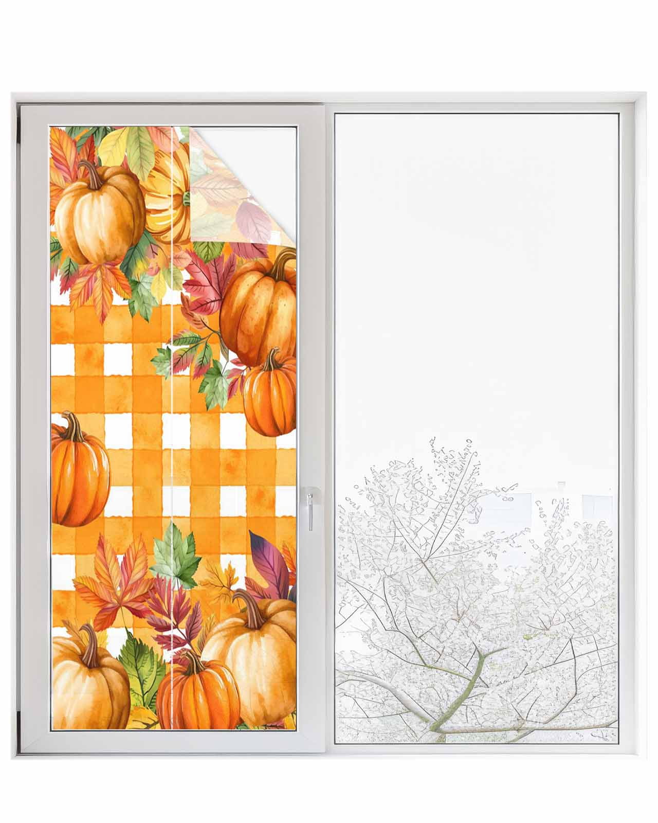 Window Privacy Film Orange Pumpkins Stained Glass Window Film ...