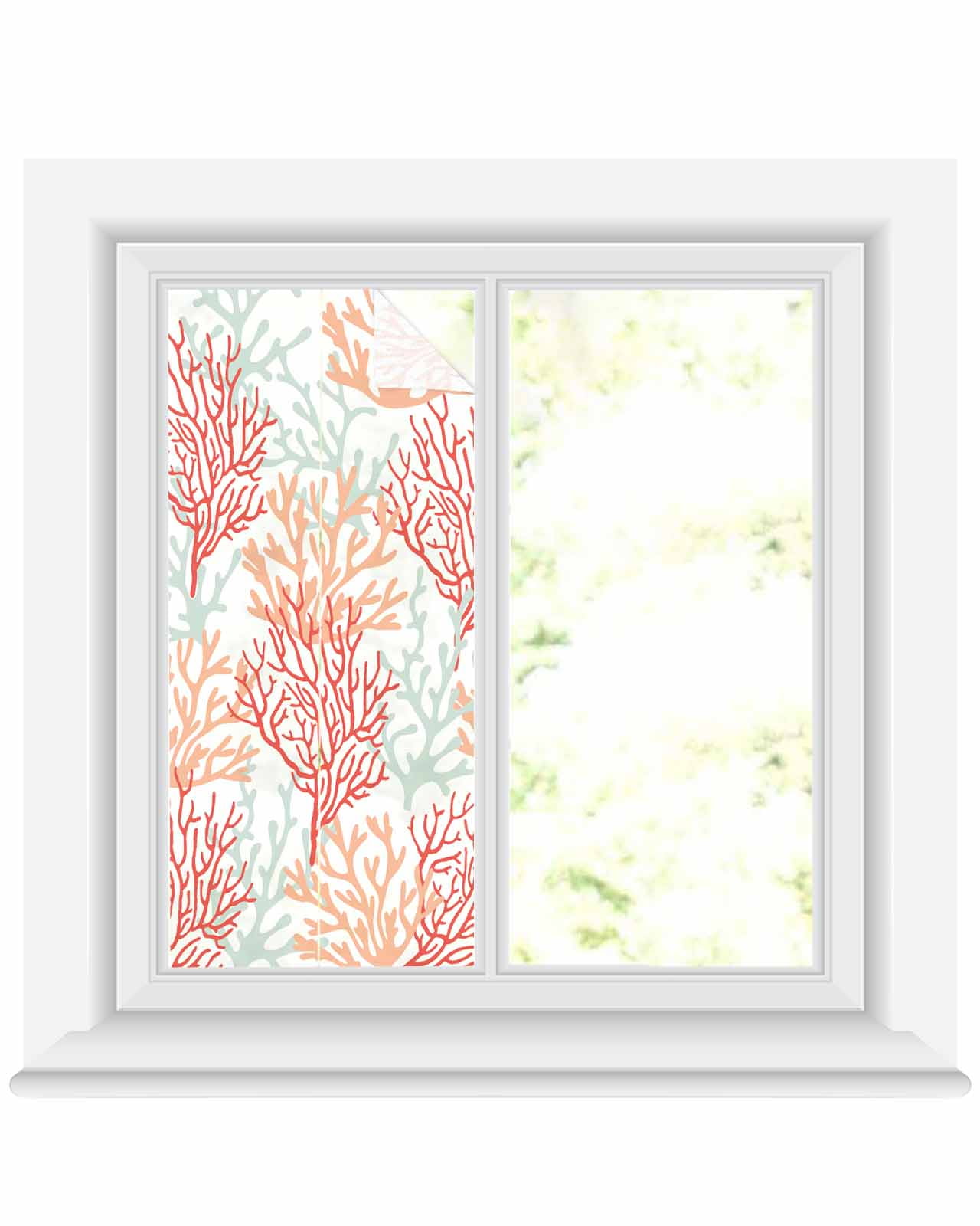 Window Privacy Film,Orange Red Aqua Coral UV Sun Blocking Window Tint ...