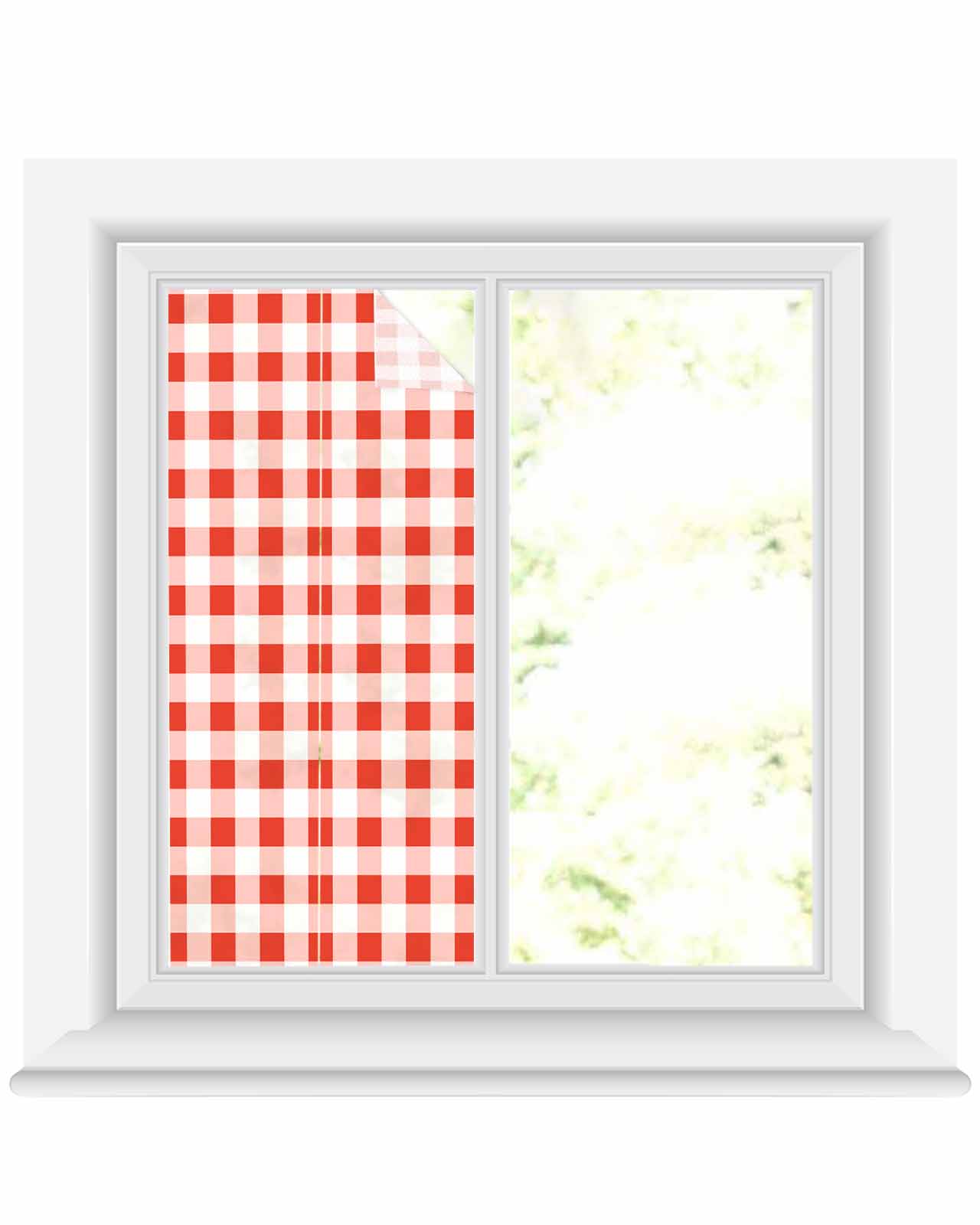 Window Privacy Film Orange Red Checkered Stained Glass Window Film ...