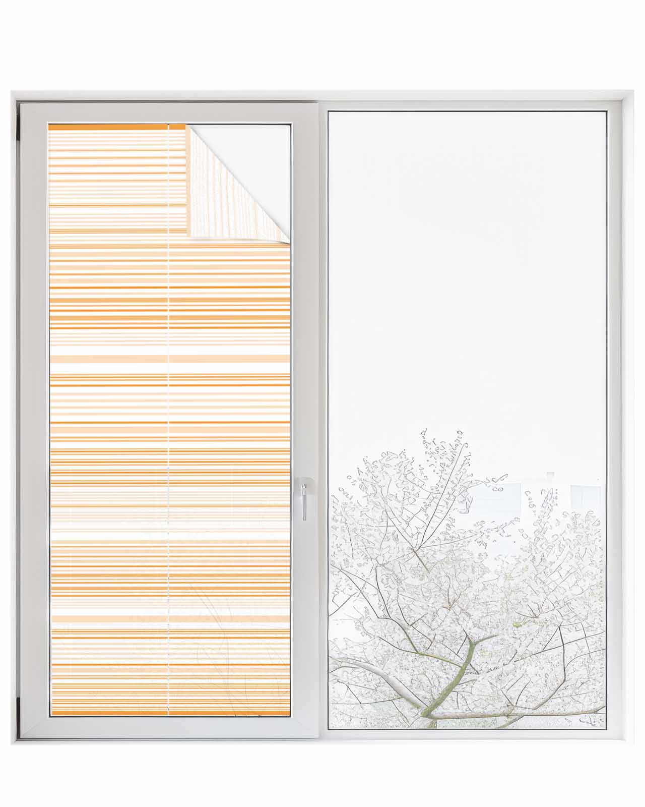 Window Privacy Film Orange Stripe Stained Glass Window Film Decorative ...