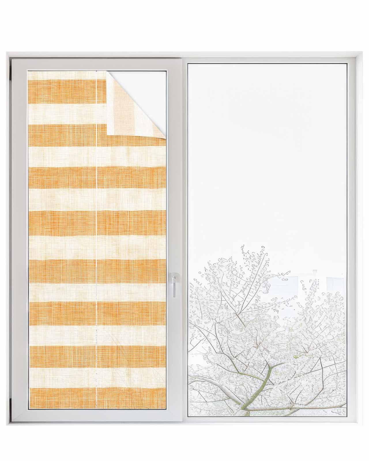 Window Privacy Film Orange Stripes Stained Glass Window Film Decorative ...
