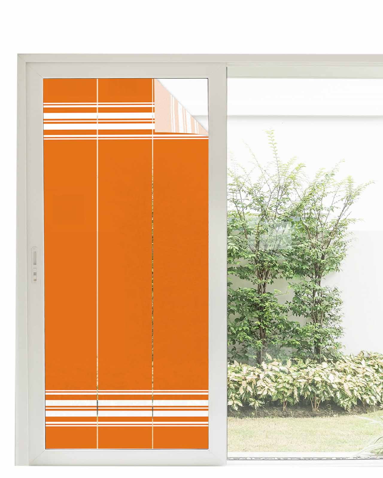 Window Privacy Film, Orange Stripes UV Sun Blocking Window Tint Film ...