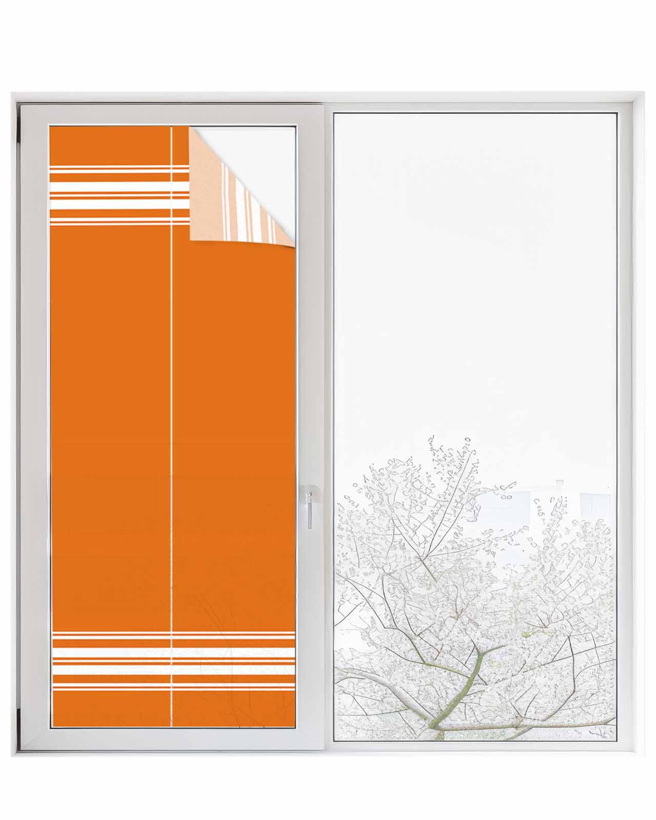 Window Privacy Film, Orange Stripes UV Sun Blocking Window Tint Film ...