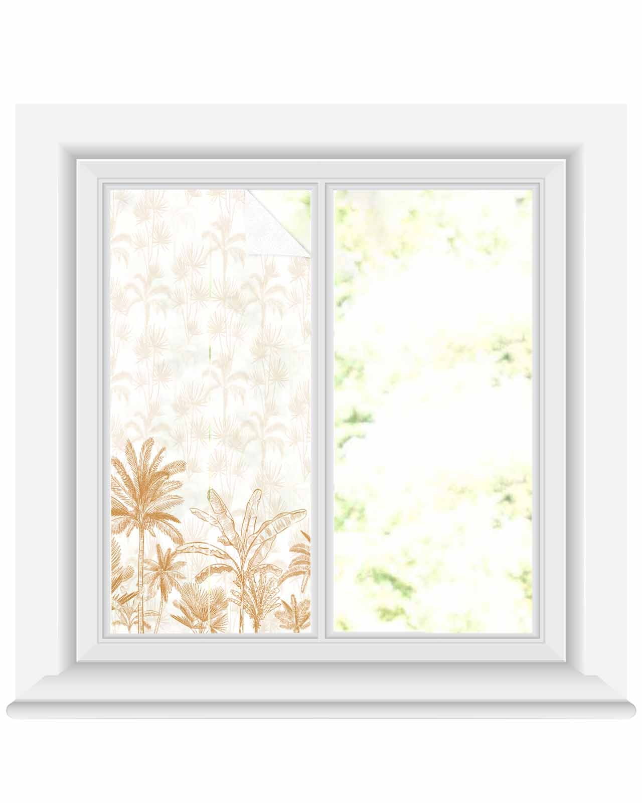 Window Privacy Film, Orange Tropical Palm Tree UV Sun Blocking Window ...