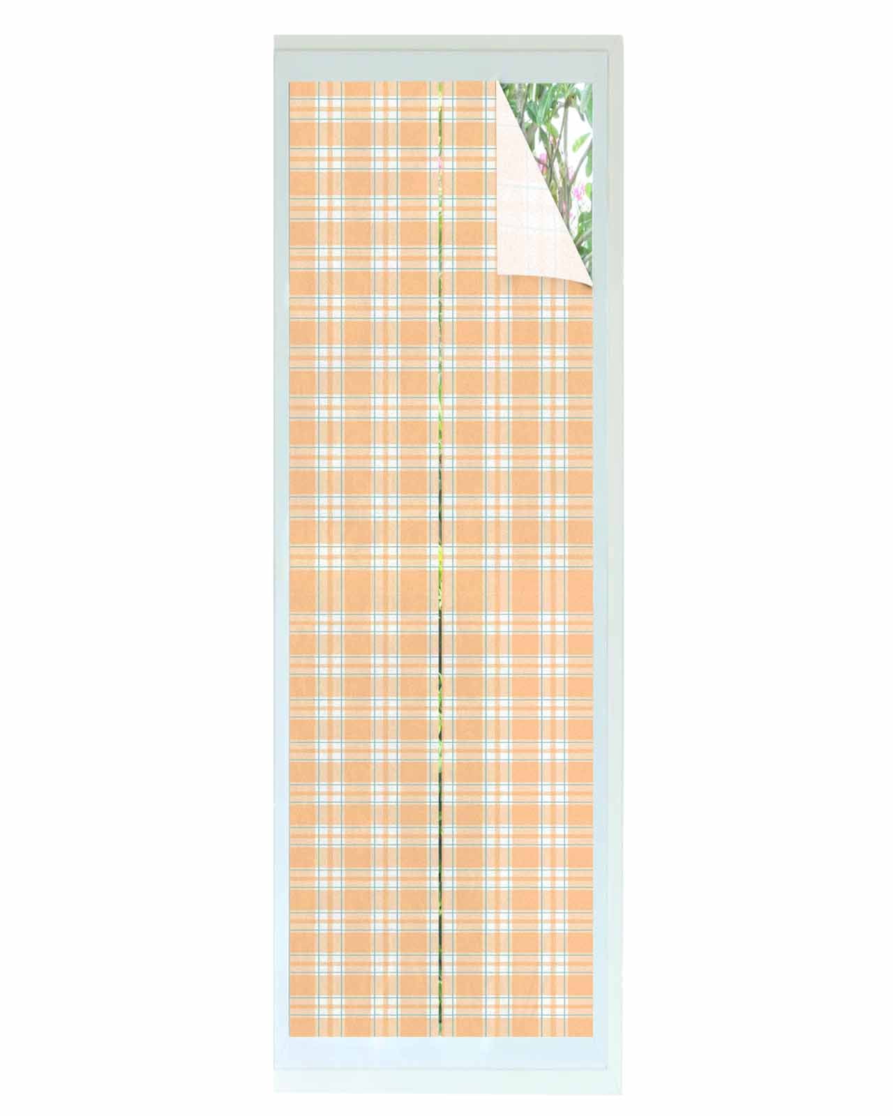 Window Privacy Film Orange White Plaid Stained Glass Window Film ...