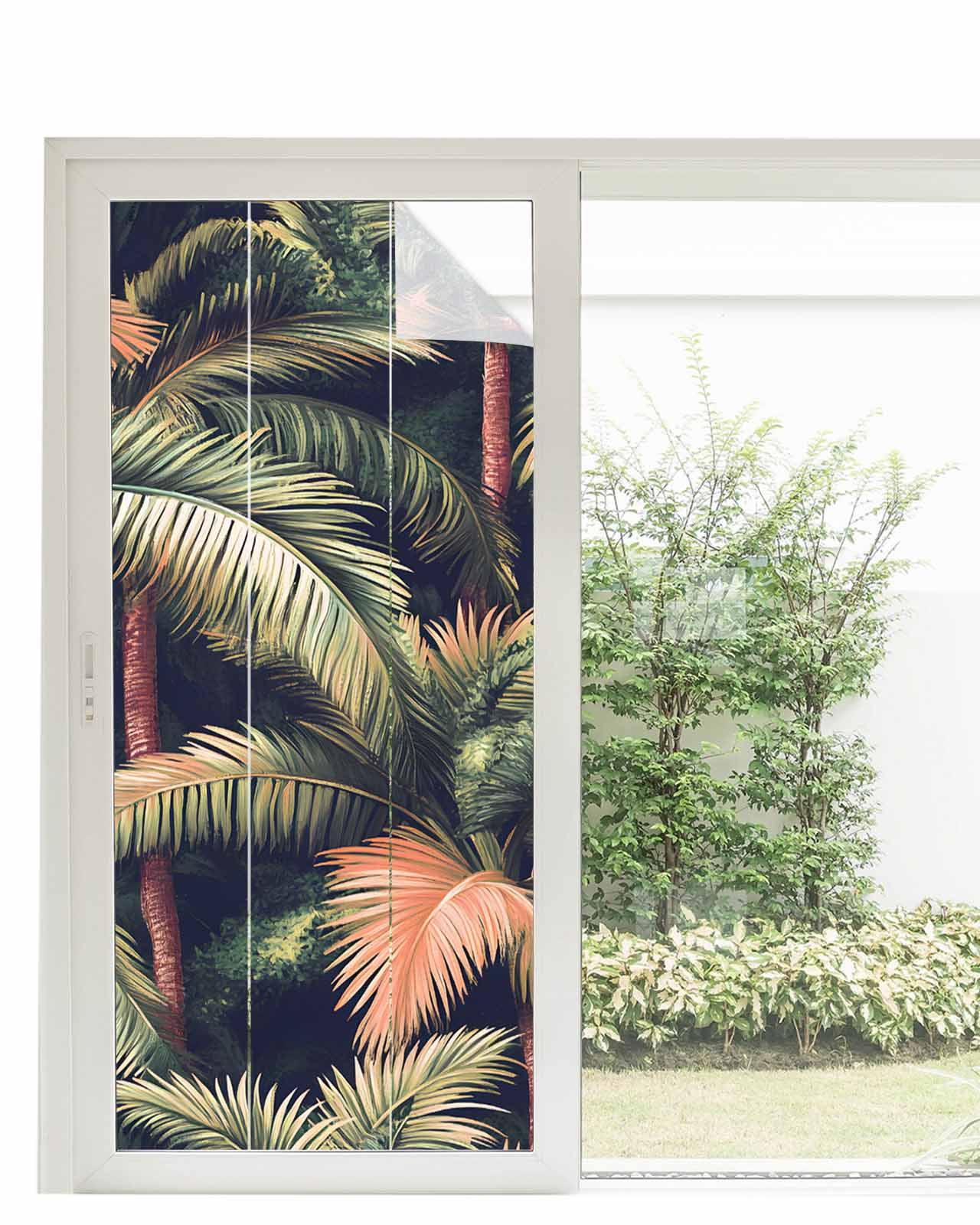 Window Privacy Film Palm Forest Stained Glass Window Film Decorative ...