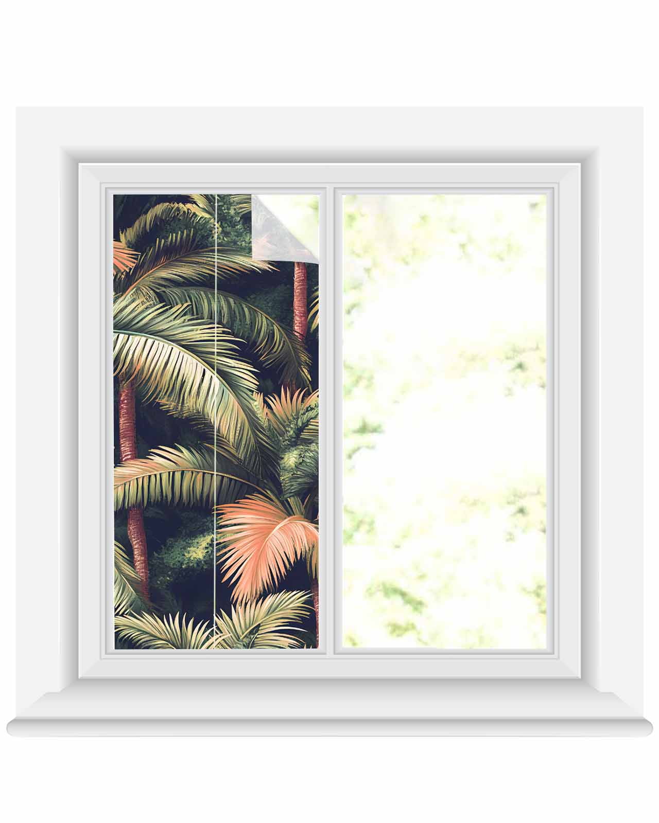 Window Privacy Film Palm Forest Stained Glass Window Film Decorative ...