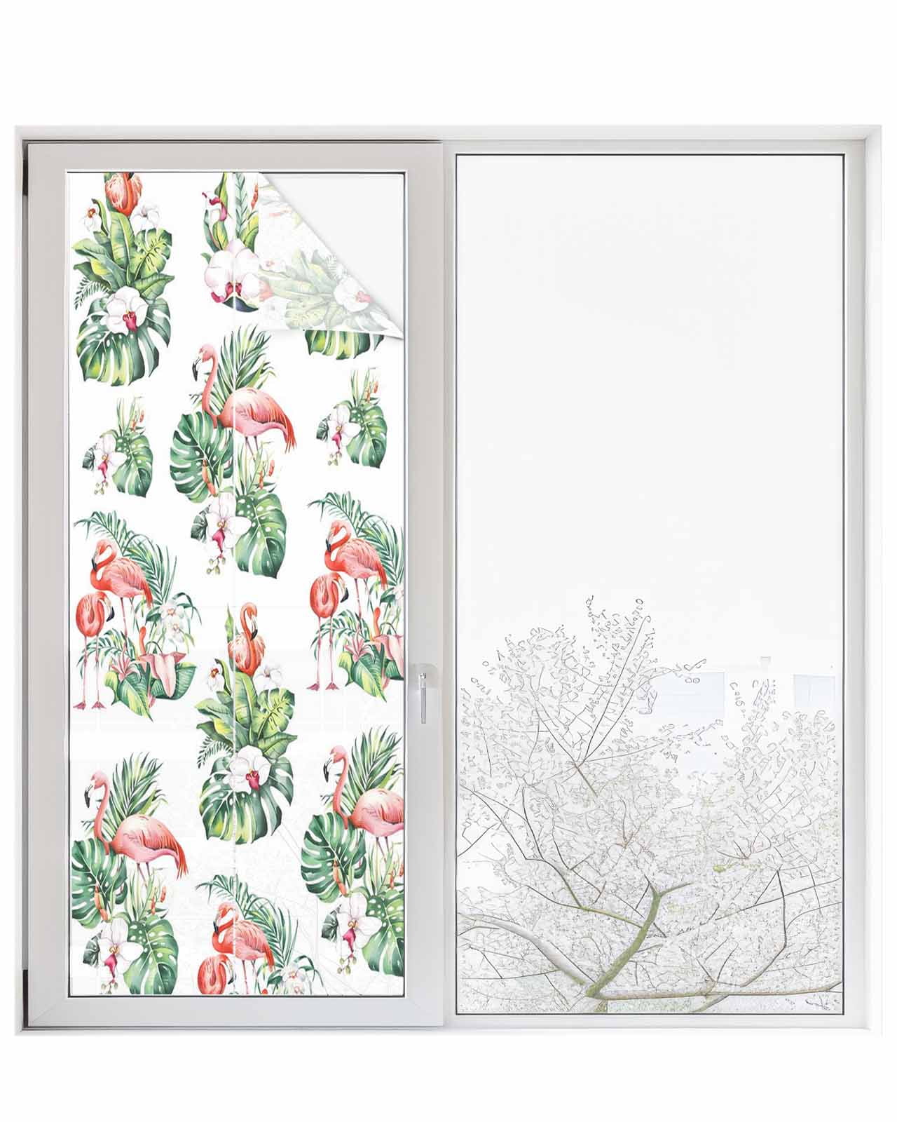 Window Privacy Film Palm Leaves Stained Glass Window Film Decorative ...