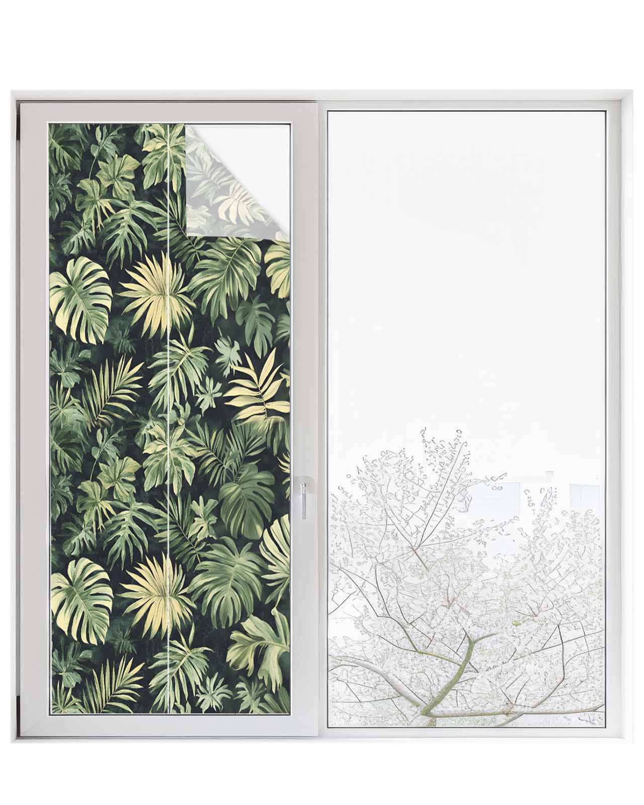 Window Privacy Film Palm Tree Leaves Stained Glass Window Film ...