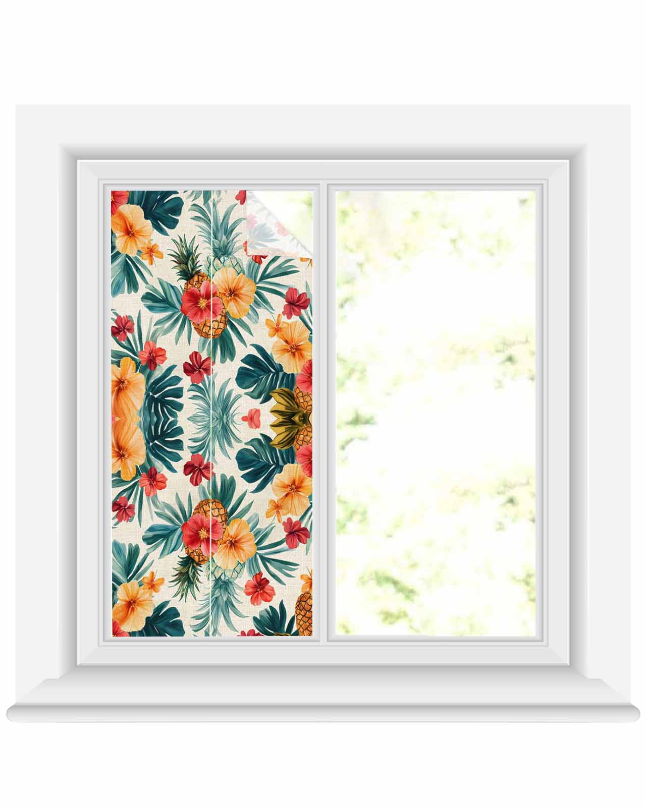 Window Privacy Film Palm Tree Pineapple Stained Glass Window Film ...