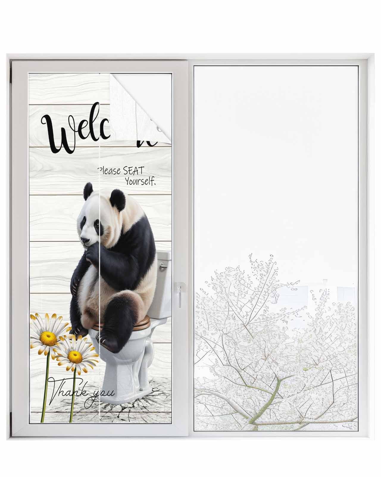 Window Privacy Film Panda Stained Glass Window Film Decorative Sun ...