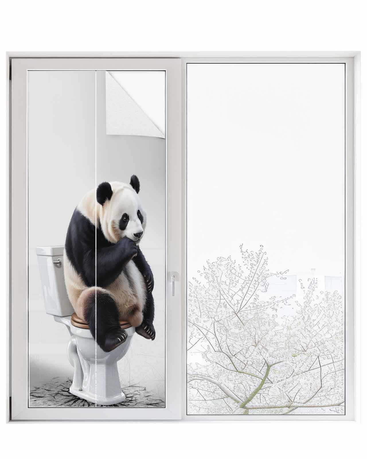 Window Privacy Film Panda Stained Glass Window Film Decorative Sun ...