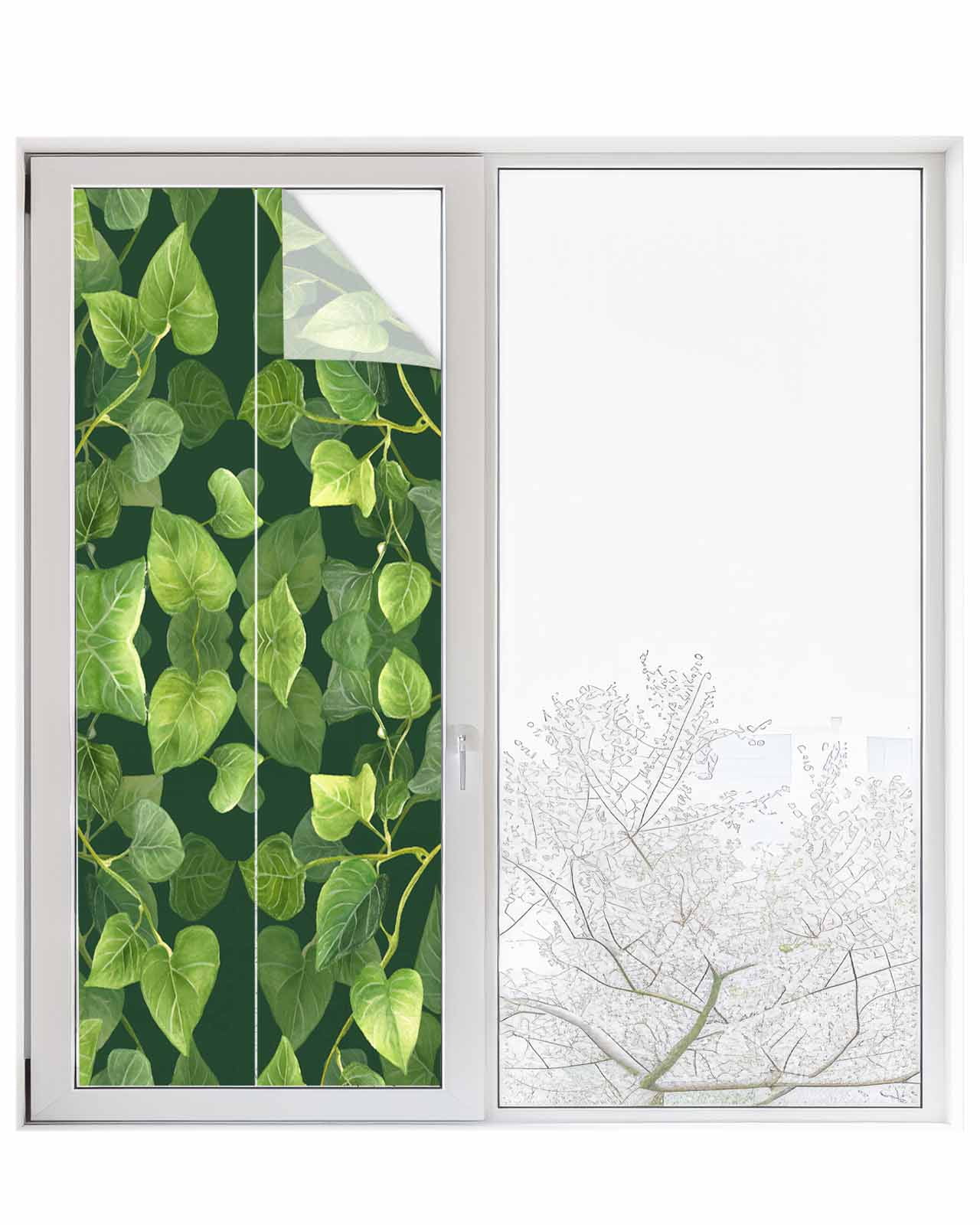 Window Privacy Film Pastoral Leaves Stained Glass Window Film ...