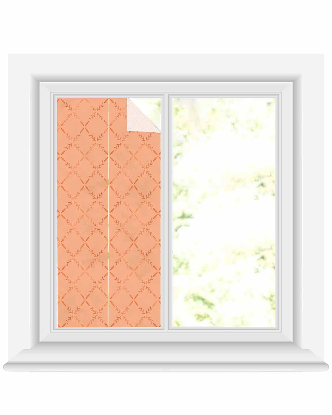 Window Privacy Film, Peach Fuzz Rhombus Plaid UV Sun Blocking Window ...